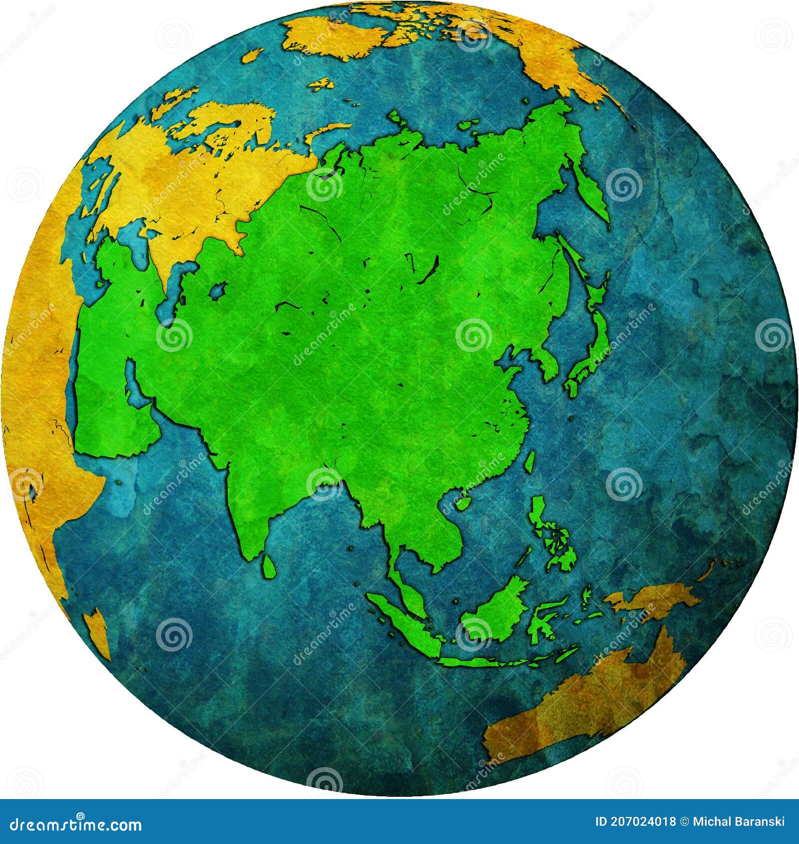 Asia on globe map stock illustration. Illustration of asiatic - 207024018
