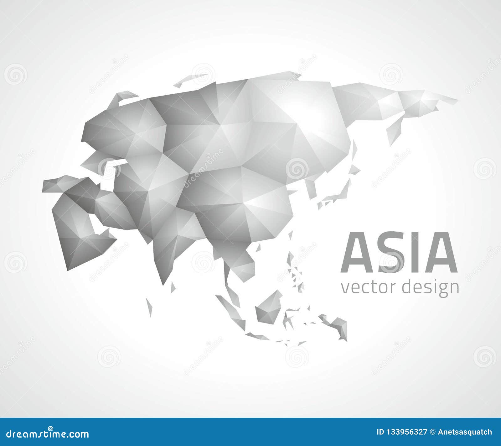 Asia - Grey Colored On Dark Background. High Detailed Political Map Of ...