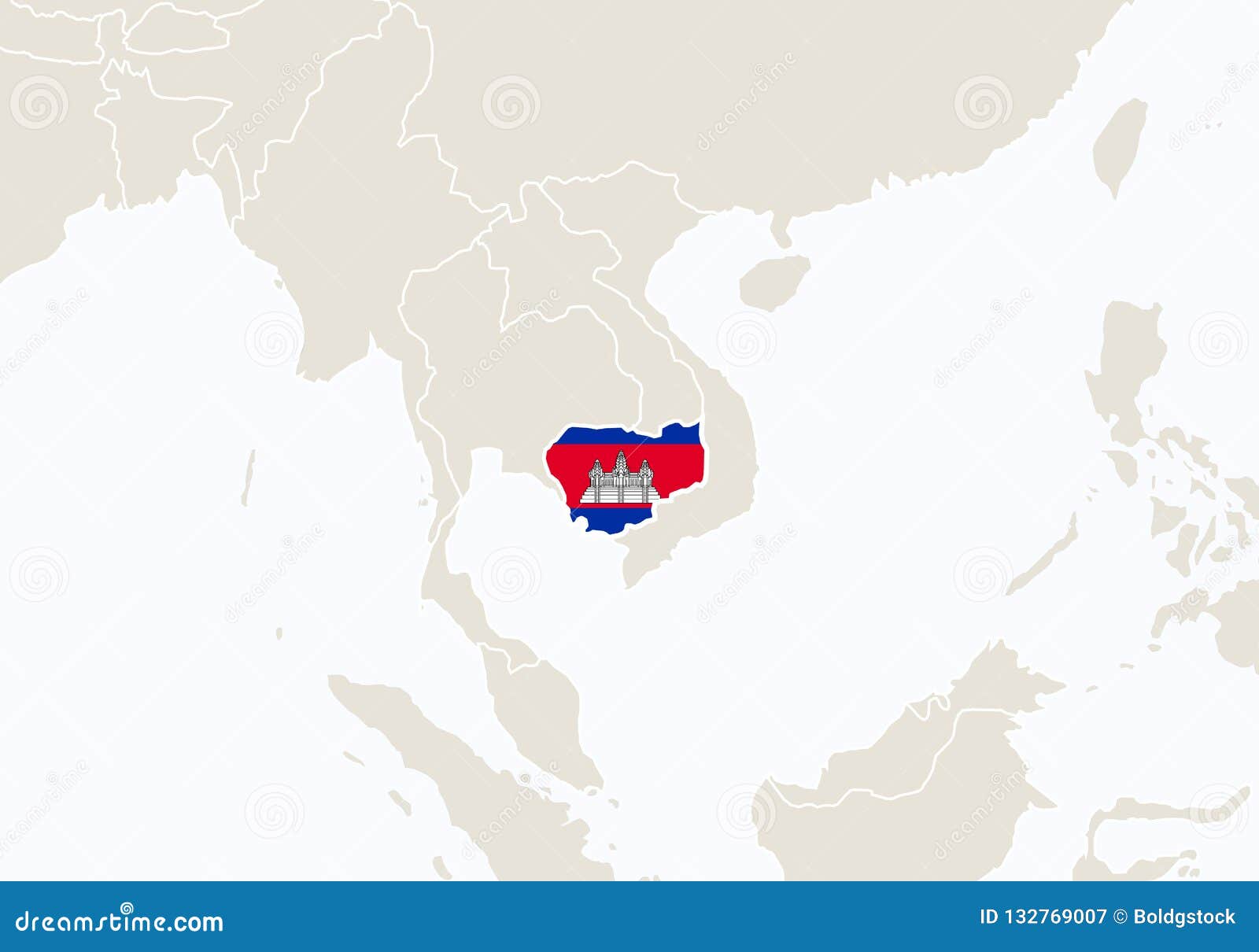 Asia with Highlighted Cambodia Map Stock Vector - Illustration of ... Asia with Highlighted Cambodia Map Stock Vector - Illustration of ...