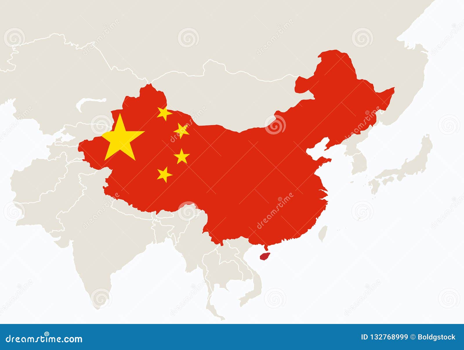Asia with Highlighted China Map Stock Vector - Illustration of abstract ...