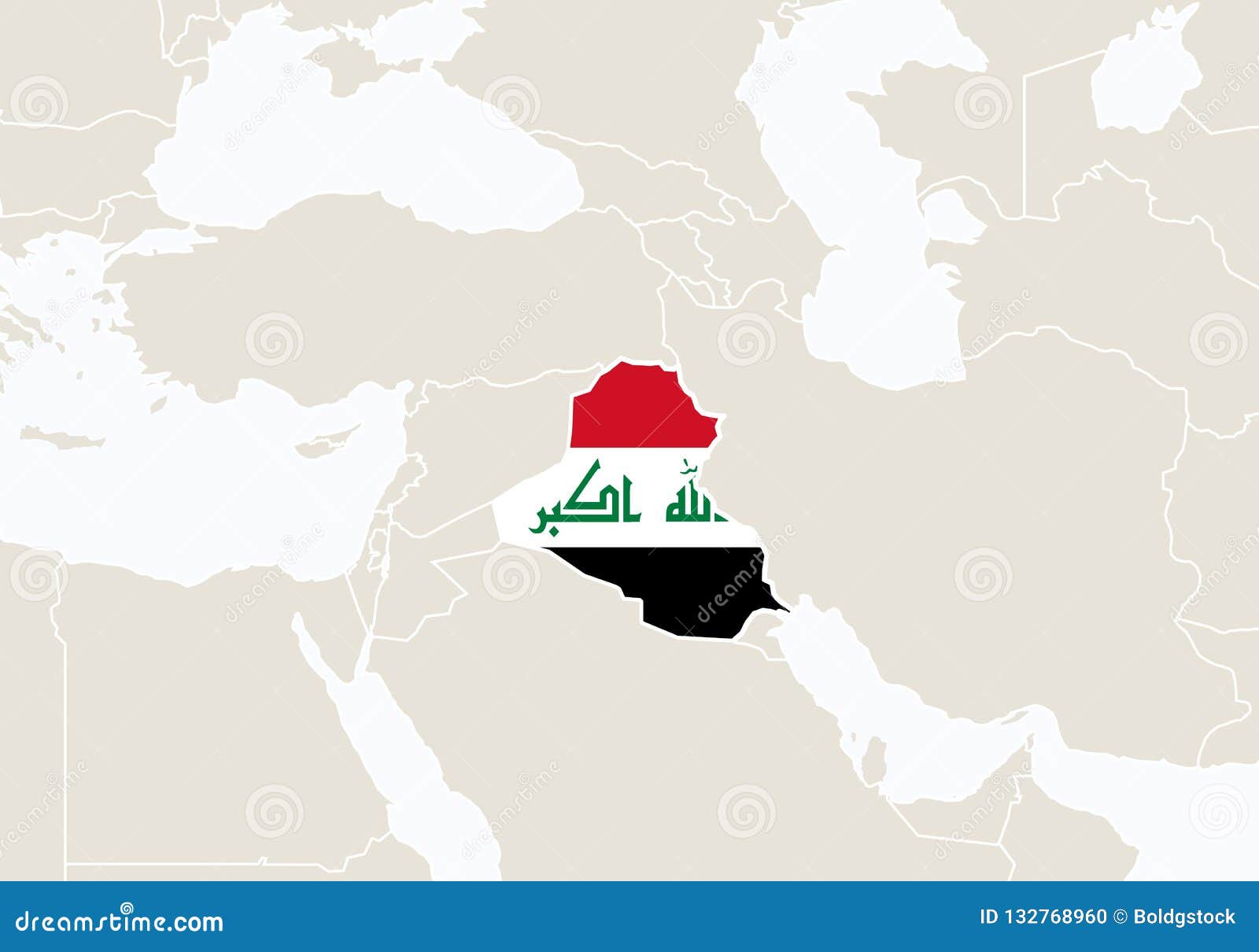 Asia with Highlighted Iraq Map Stock Vector - Illustration of design ...