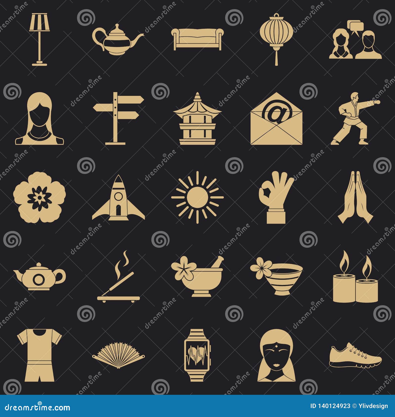 Asia Icons Set, Simple Style Stock Vector - Illustration of indonesia ...