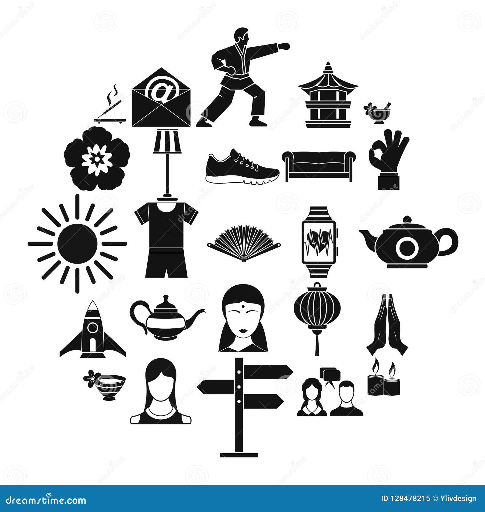 Asia Icons Set, Simple Style Stock Vector - Illustration of korean ...