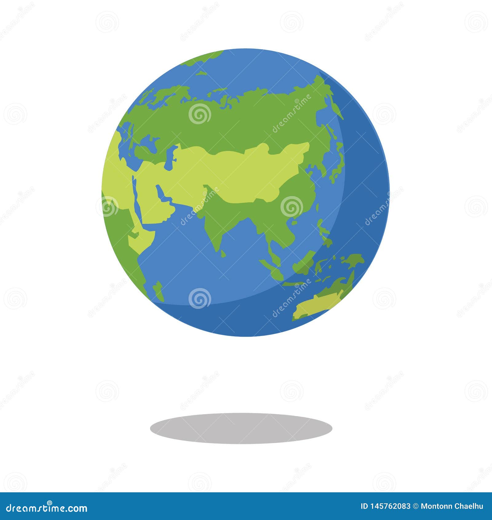 Asia Isolated on White Background Flat Planet Earth Icon Vector ...