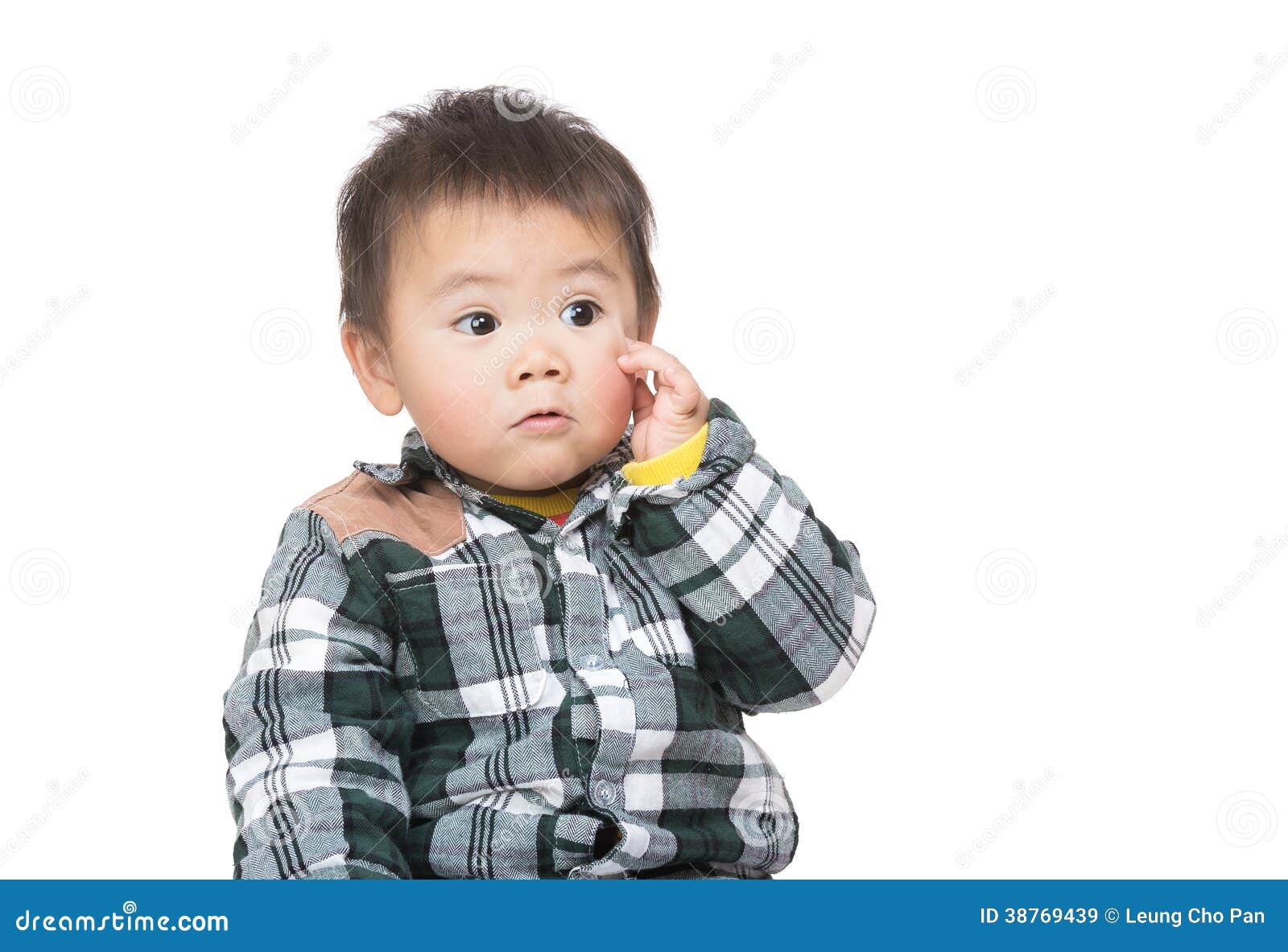 Asia Little Boy Touch His Face Stock Image - Image of isolated ...
