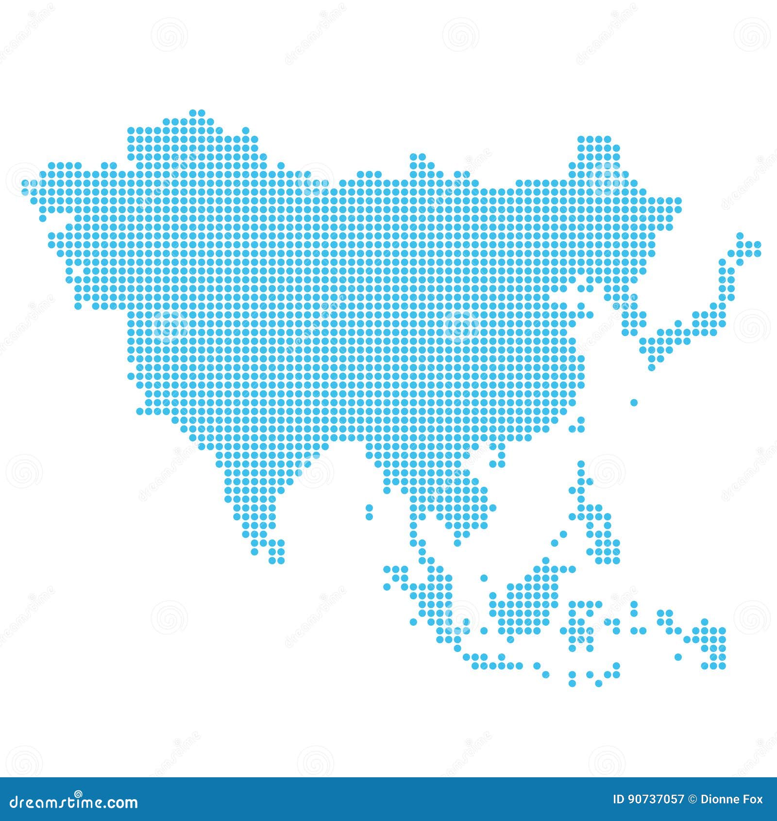 Asia Made of Dots in Blue and White Stock Illustration - Illustration ...