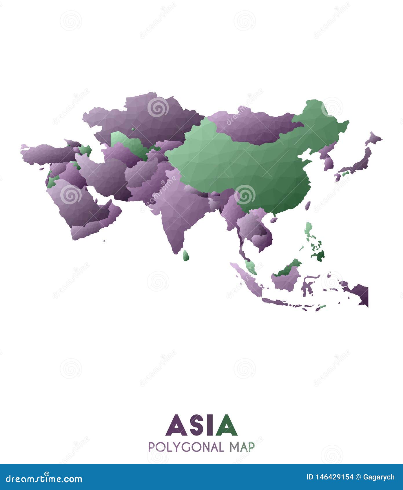 Asia Map. Actual Low Poly Style Continent Map Stock Vector ...