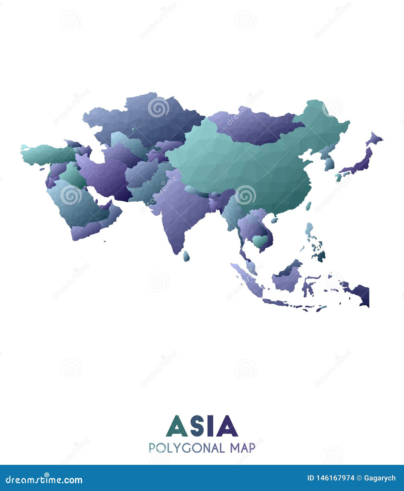 Asia Map. Actual Low Poly Style Continent Map Stock Vector ...