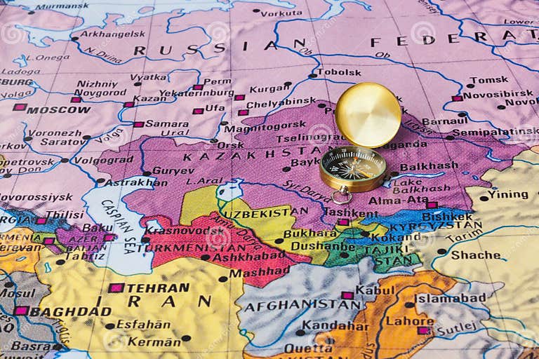 Asia map and compass stock photo. Image of journey, idea - 59865724