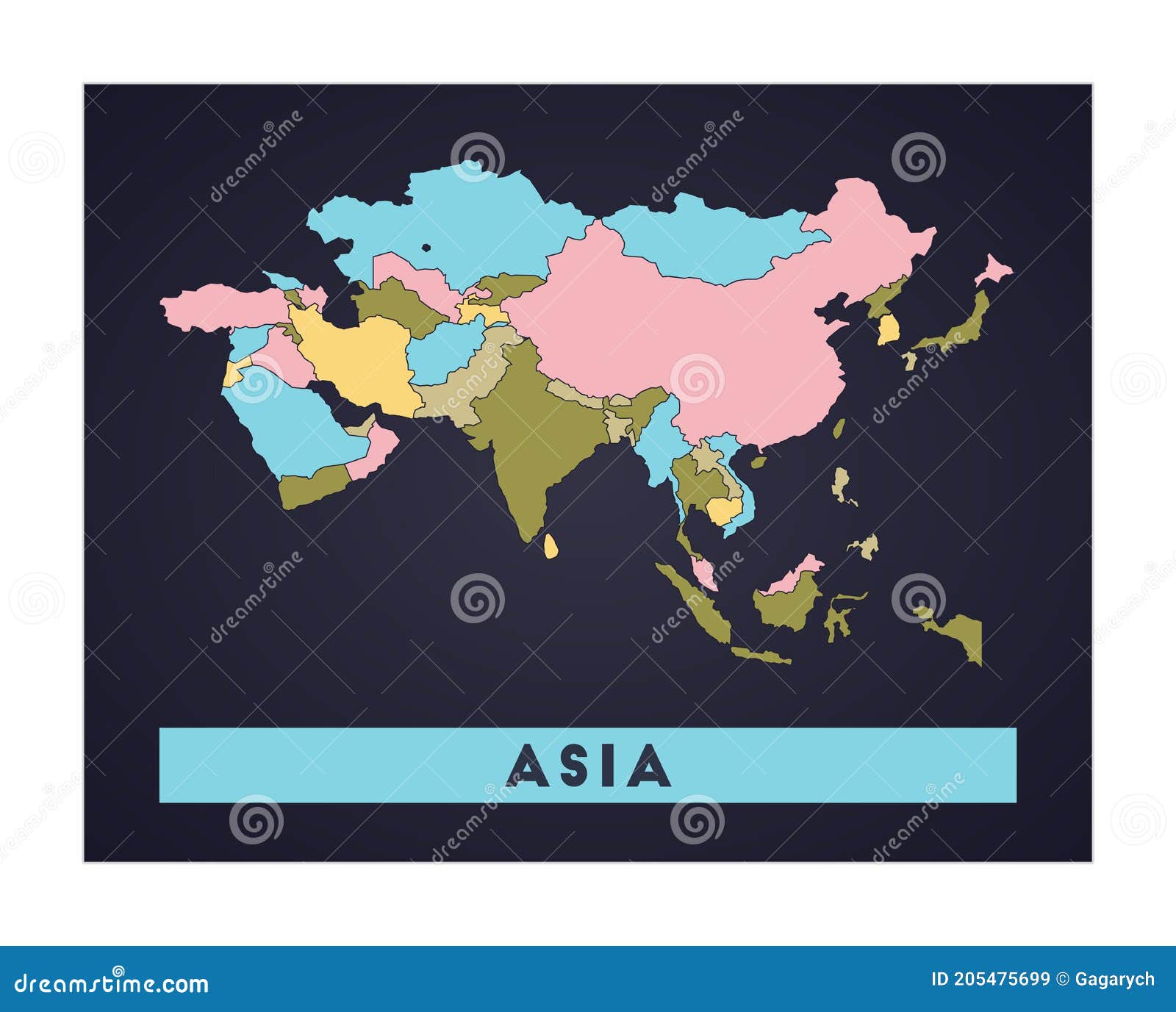Asia map. stock vector. Illustration of infographics - 205475699