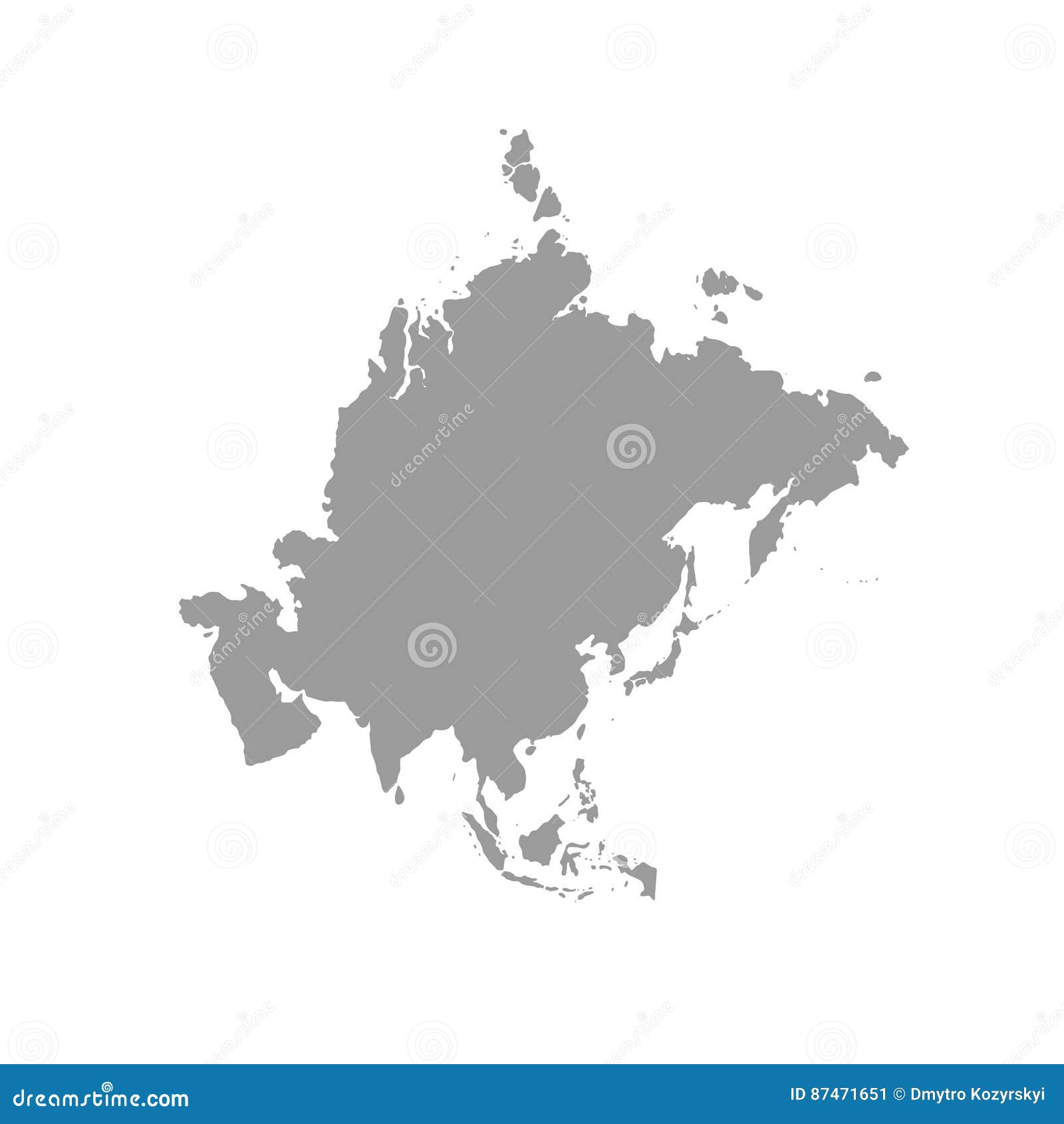 Asia Map in Gray on a White Background. Stock Illustration ...