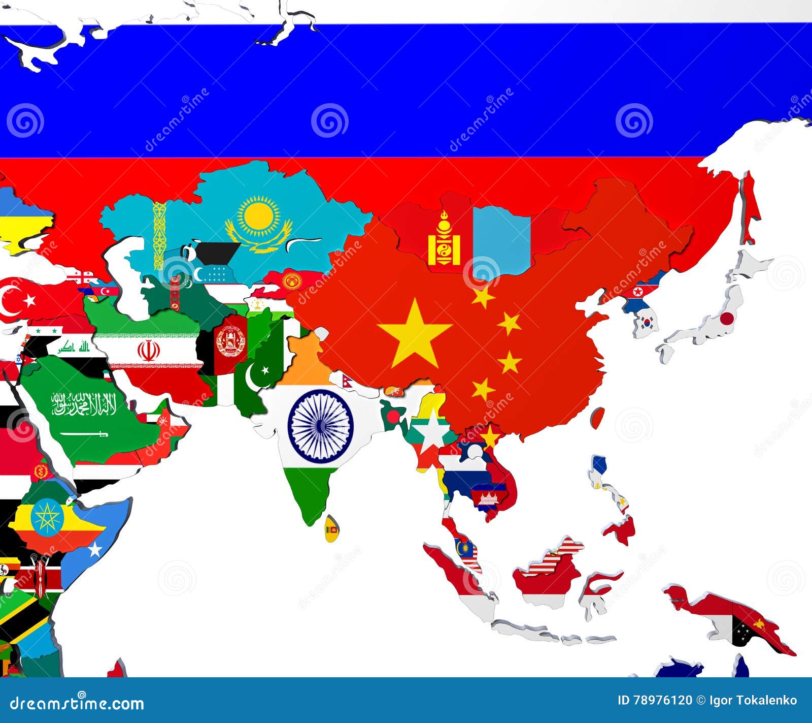 Asia Map - Highly Detailed 3d Illustration in White Stock Illustration ...