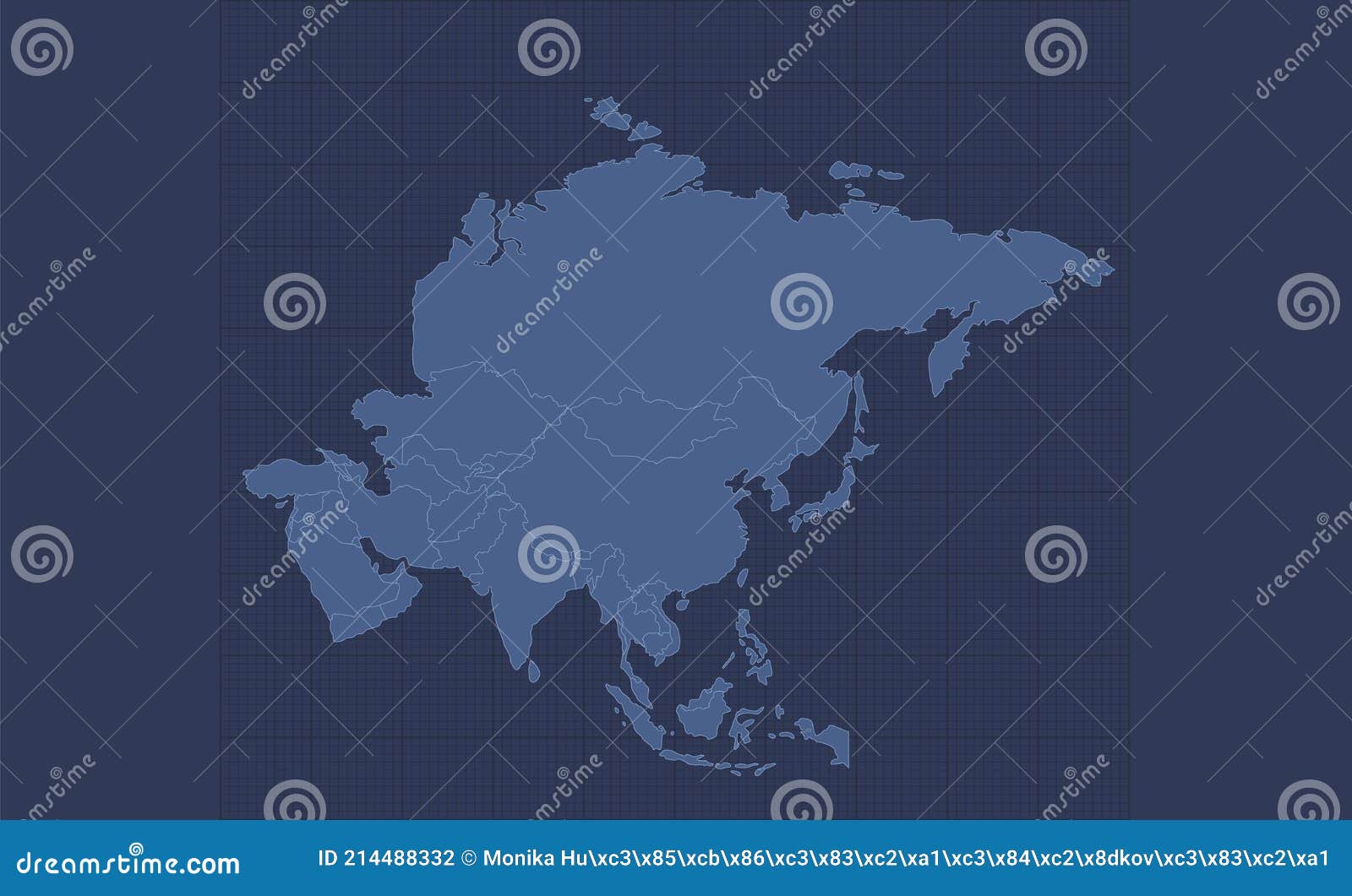 Asia Map, Individual States, Infographics Blue Flat Design Blank Stock ...