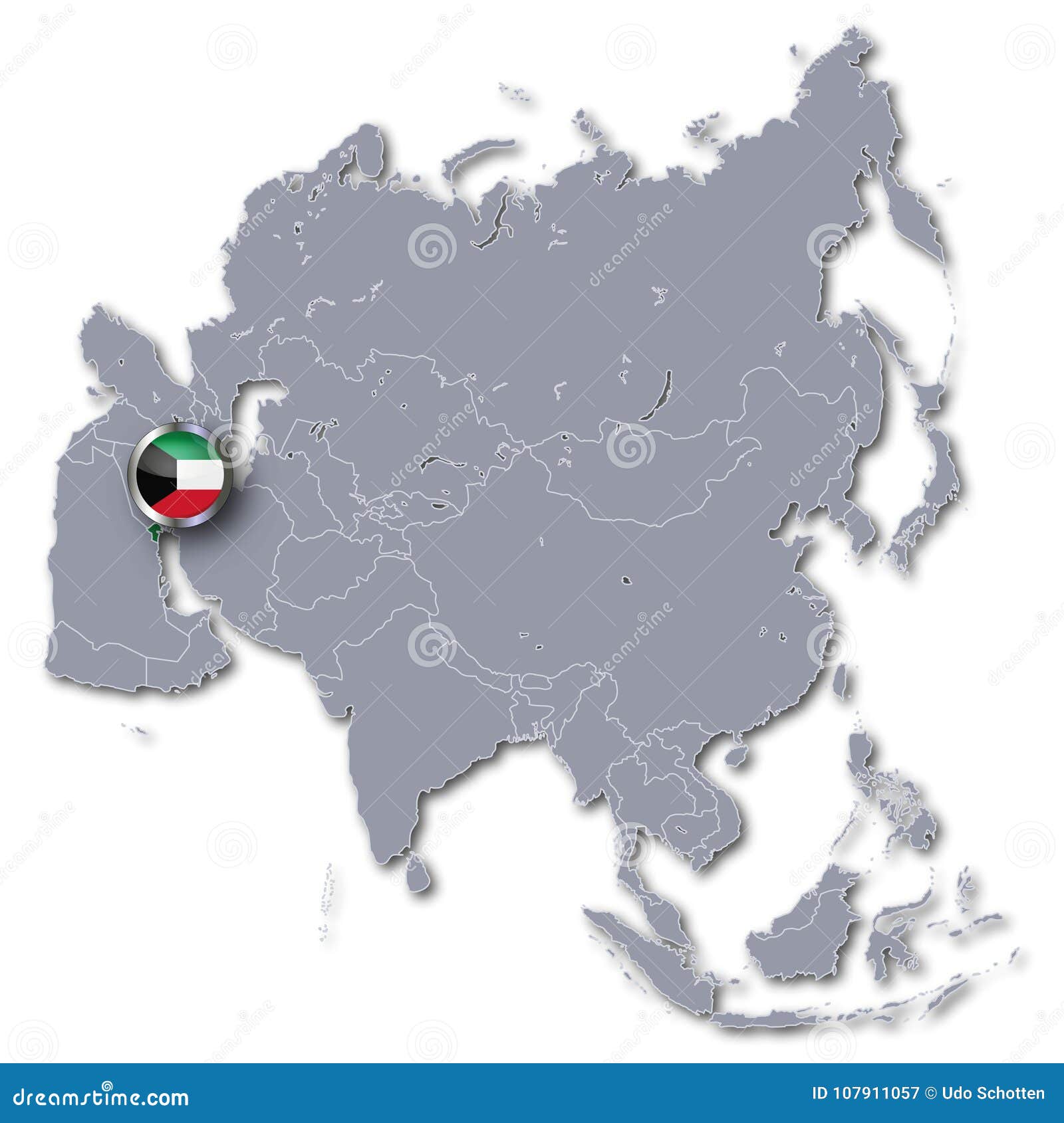 Asia map Kuwait stock illustration. Illustration of asia - 107911057