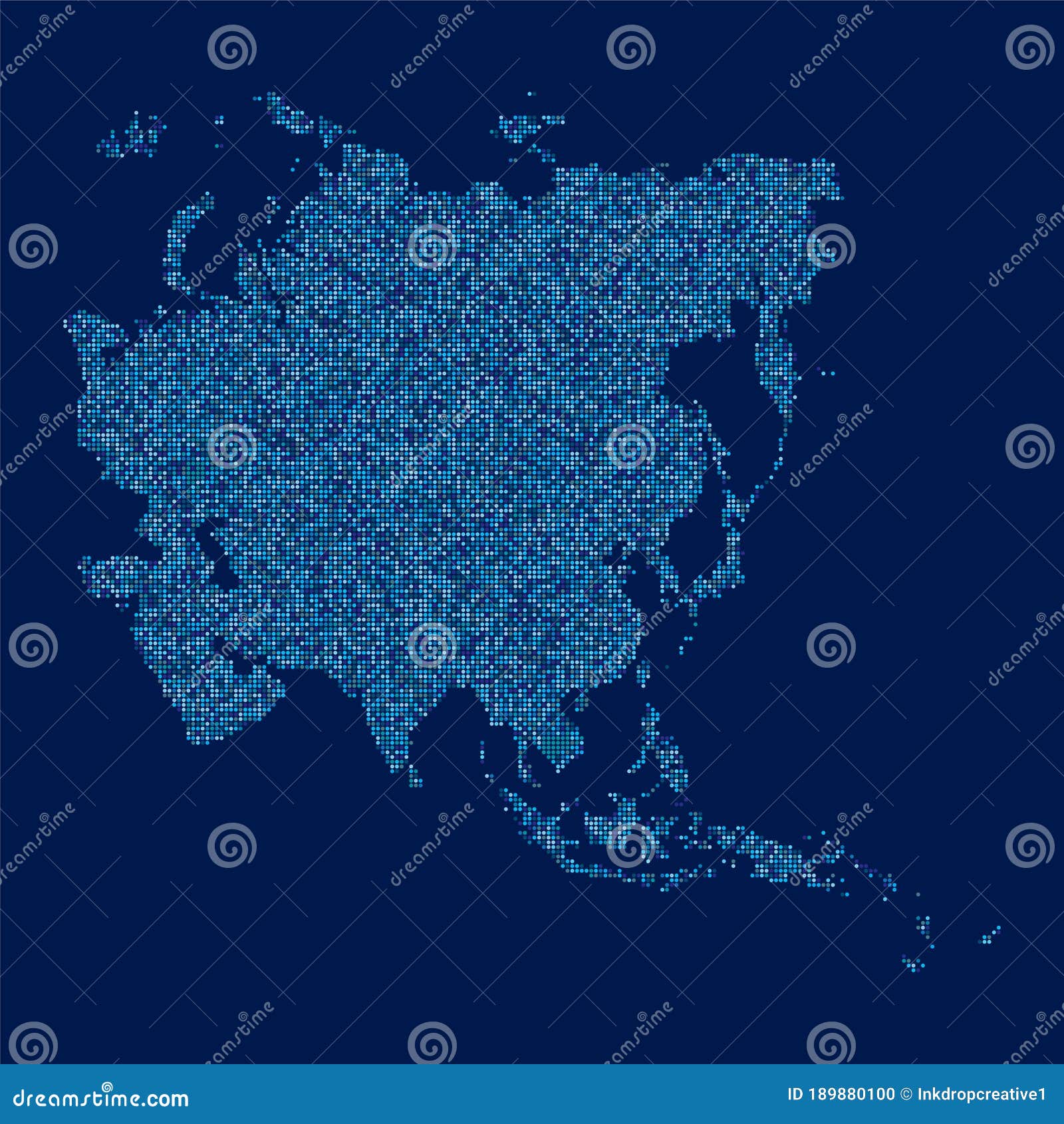 Asia Map Made from Halftone Dot Pattern Stock Vector - Illustration of ...