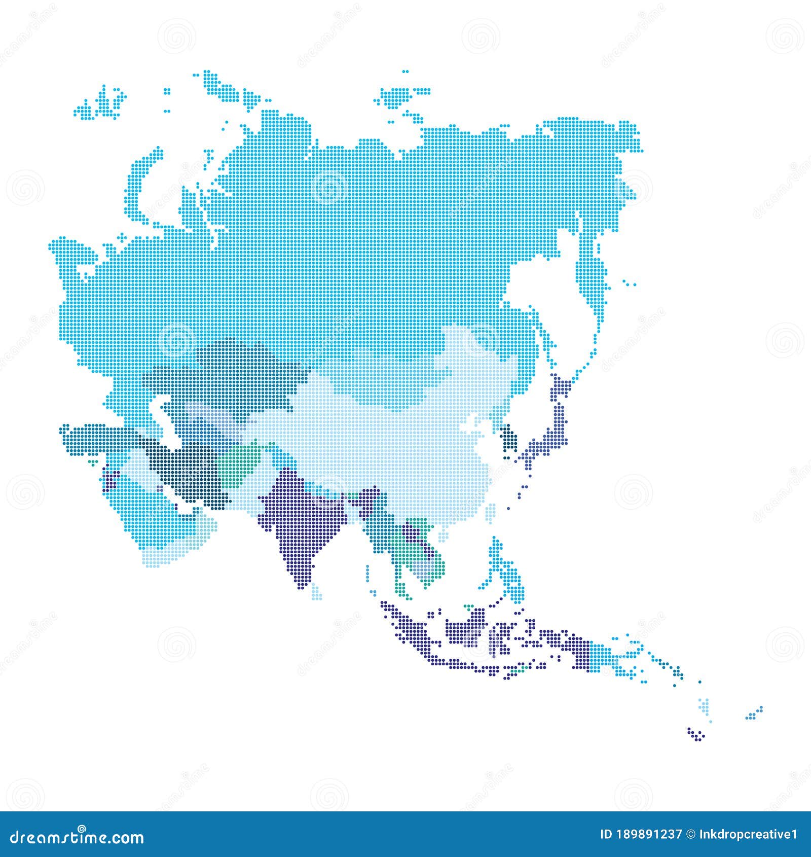 Asia Map Made from Halftone Dot Pattern Stock Vector - Illustration of ...