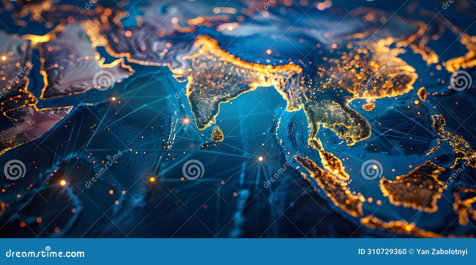 Asia Map Representing Global Network Connectivity Highspeed Data ...