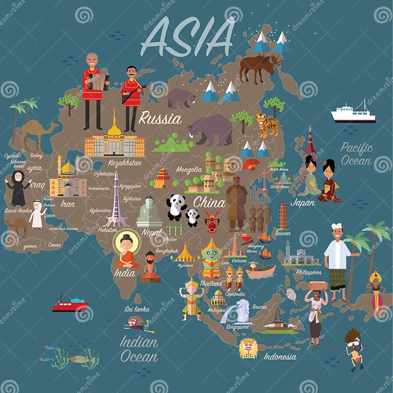 Asia map and travel stock vector. Illustration of japan - 72349643