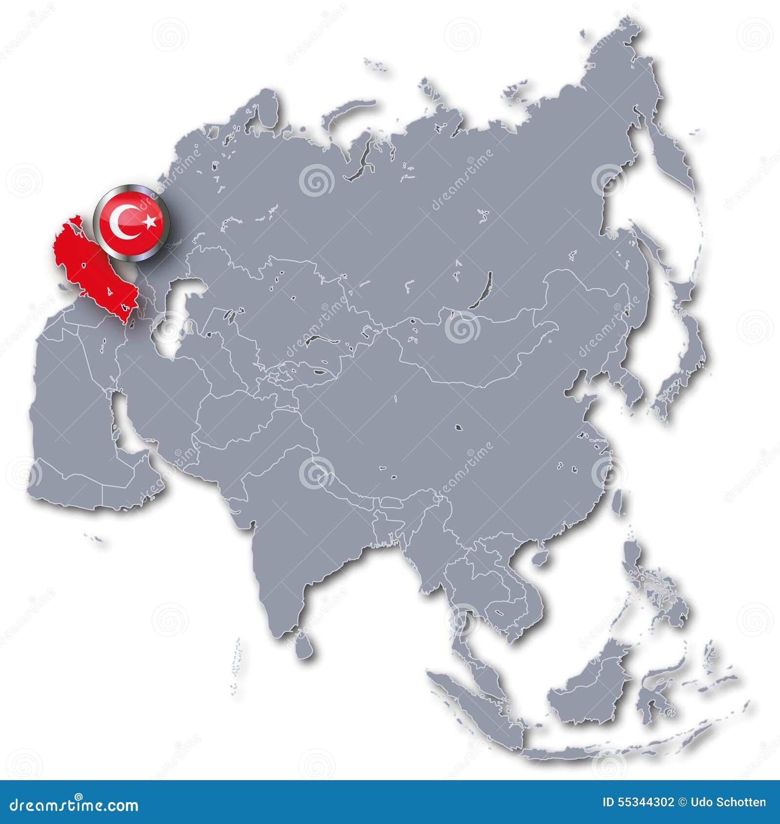 Asia map with Turkey stock illustration. Illustration of area - 55344302