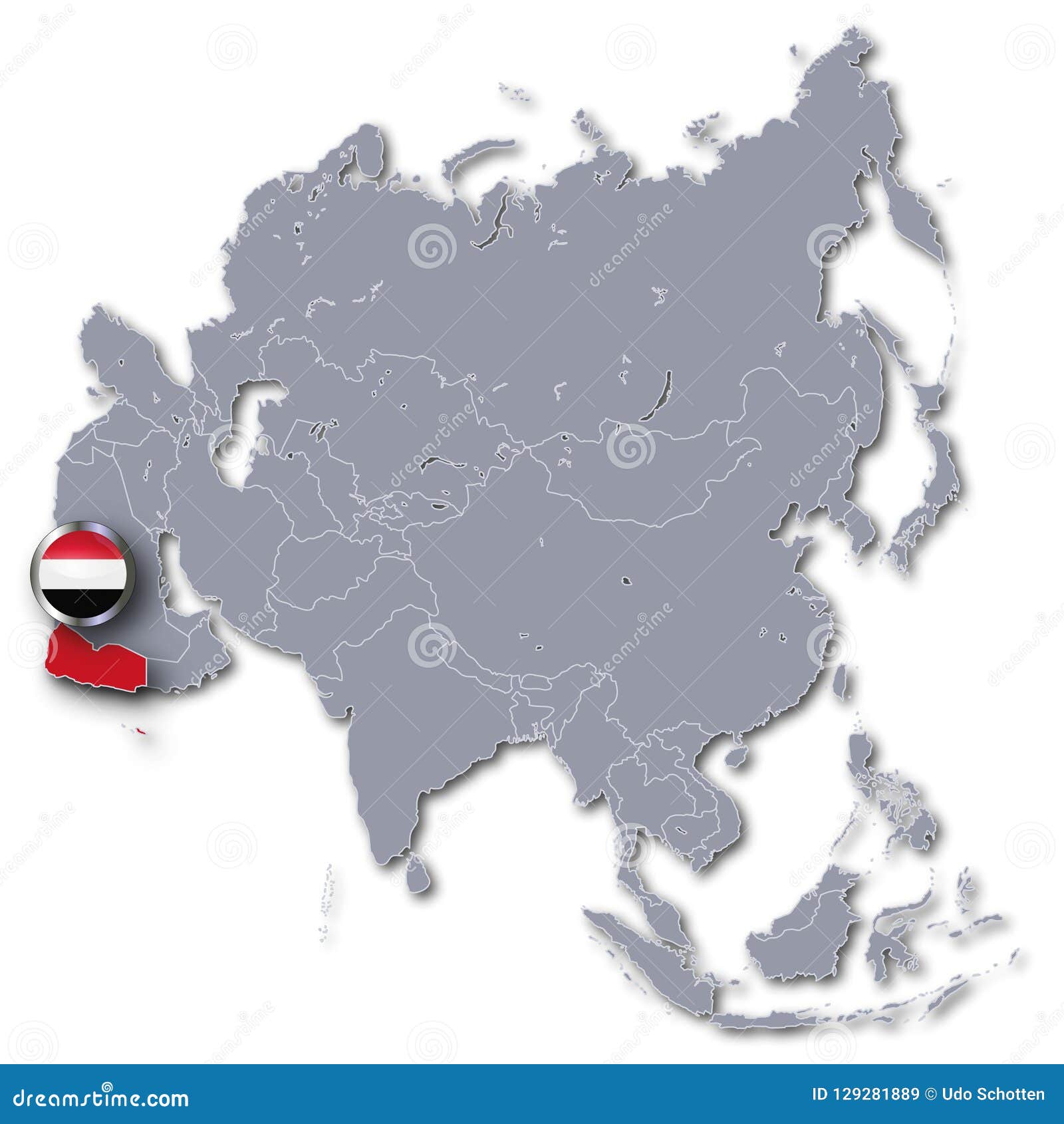 Asia map with Yemen stock illustration. Illustration of cards - 129281889