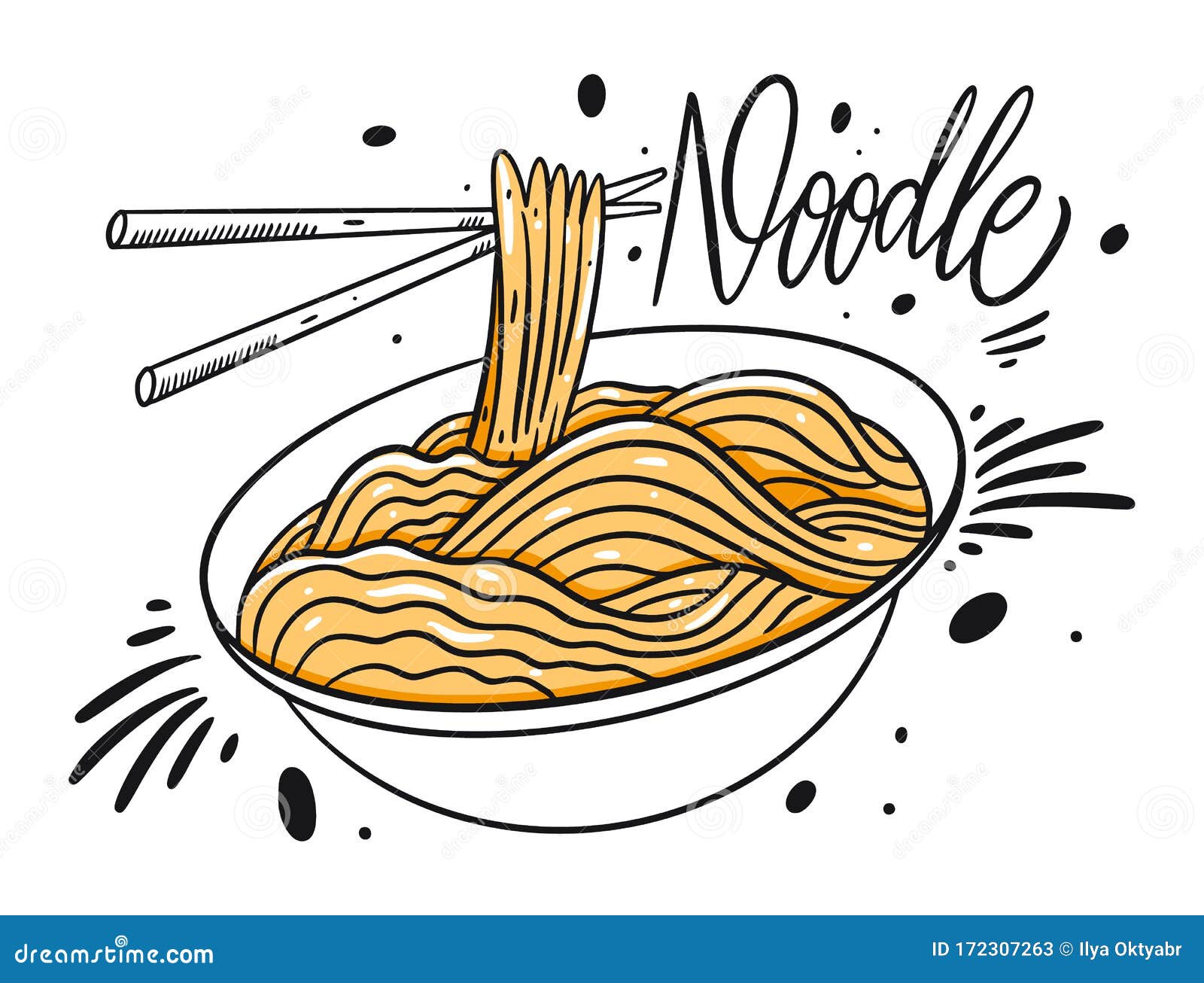 Asia Noodle Bowl Food Art Cartoon Vector | CartoonDealer.com #67678359