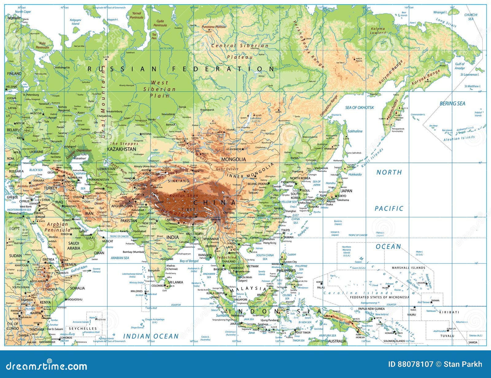 asian physical map