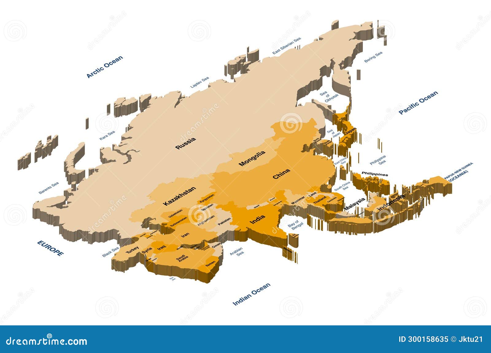 Asia Political Detailed Isometric Vector Map Stock Vector ...