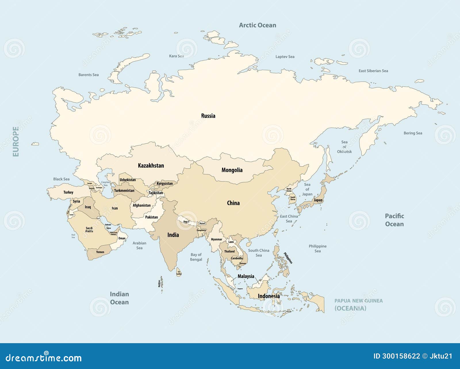 Asia Political Detailed Vector Map Stock Illustration - Illustration of ...