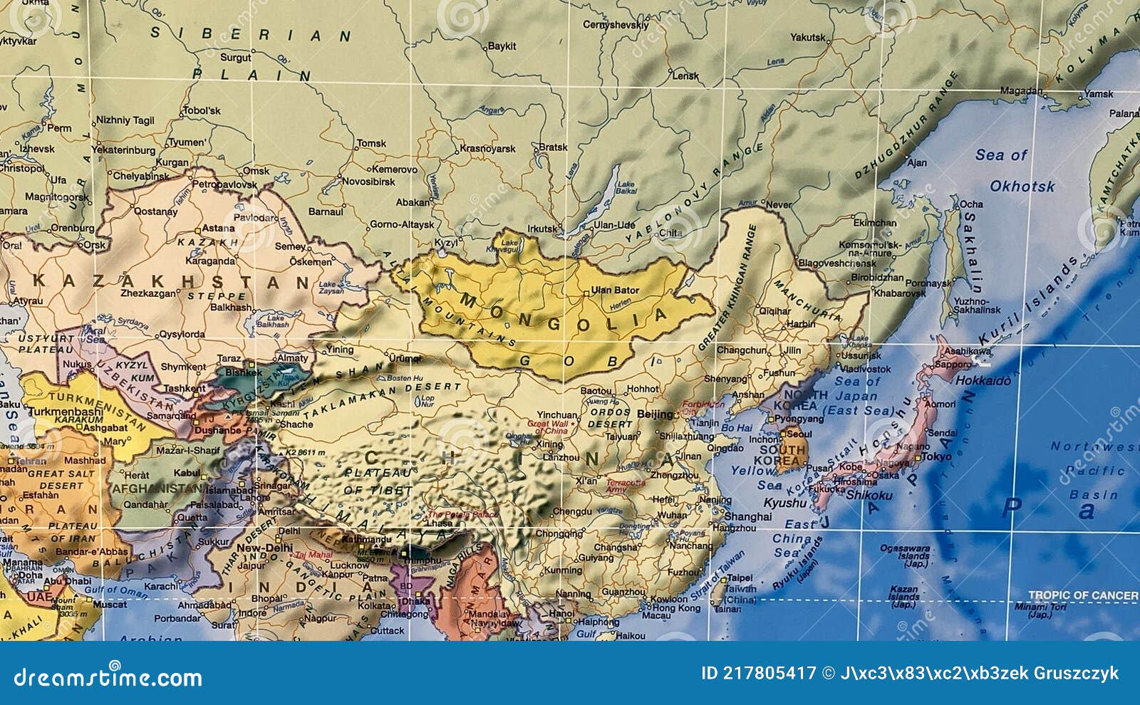 Asia political map stock image. Image of line, oceania - 217805417