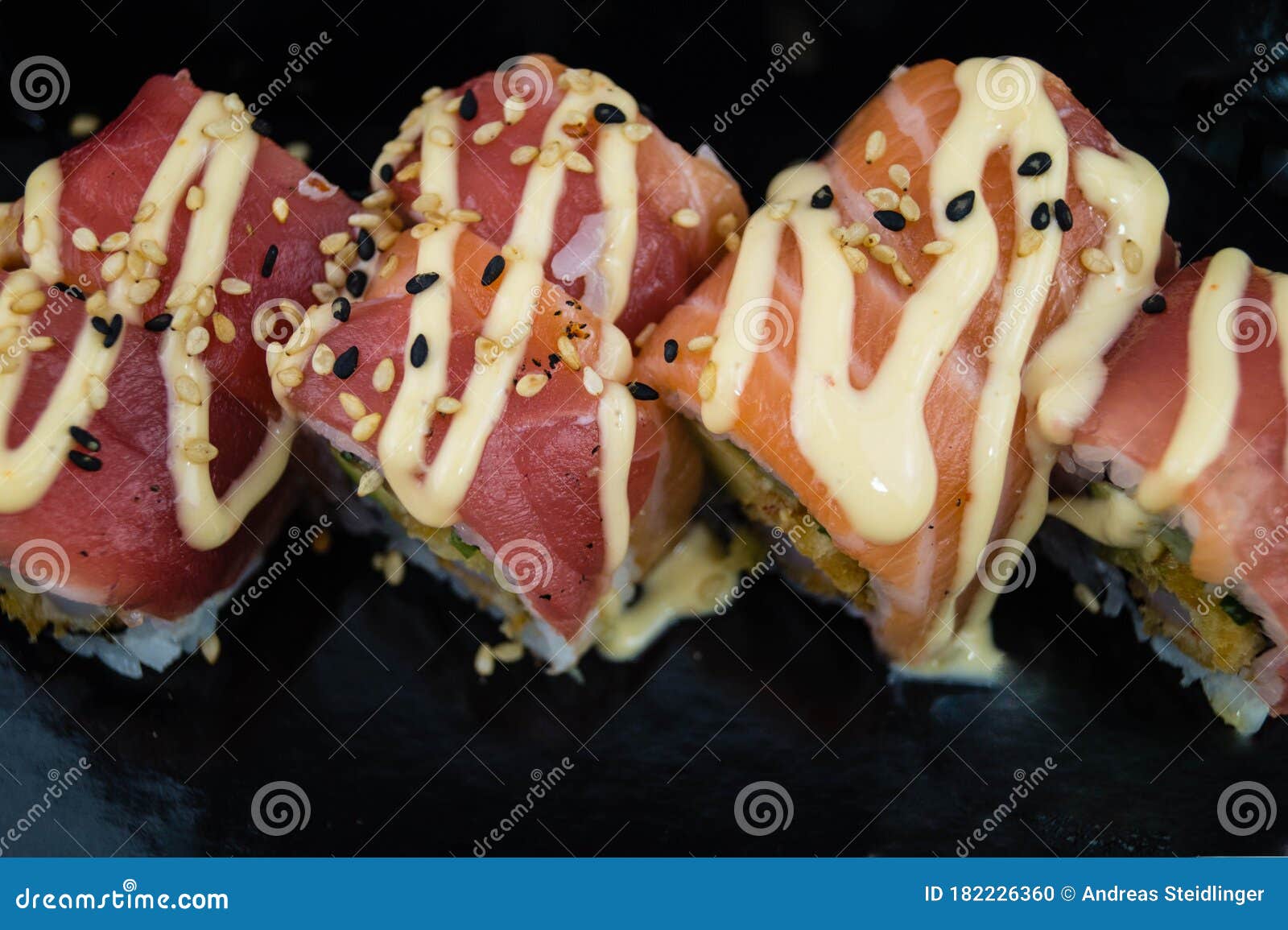 Asia seafood sushi stock photo. Image of caviar, plate - 182226360