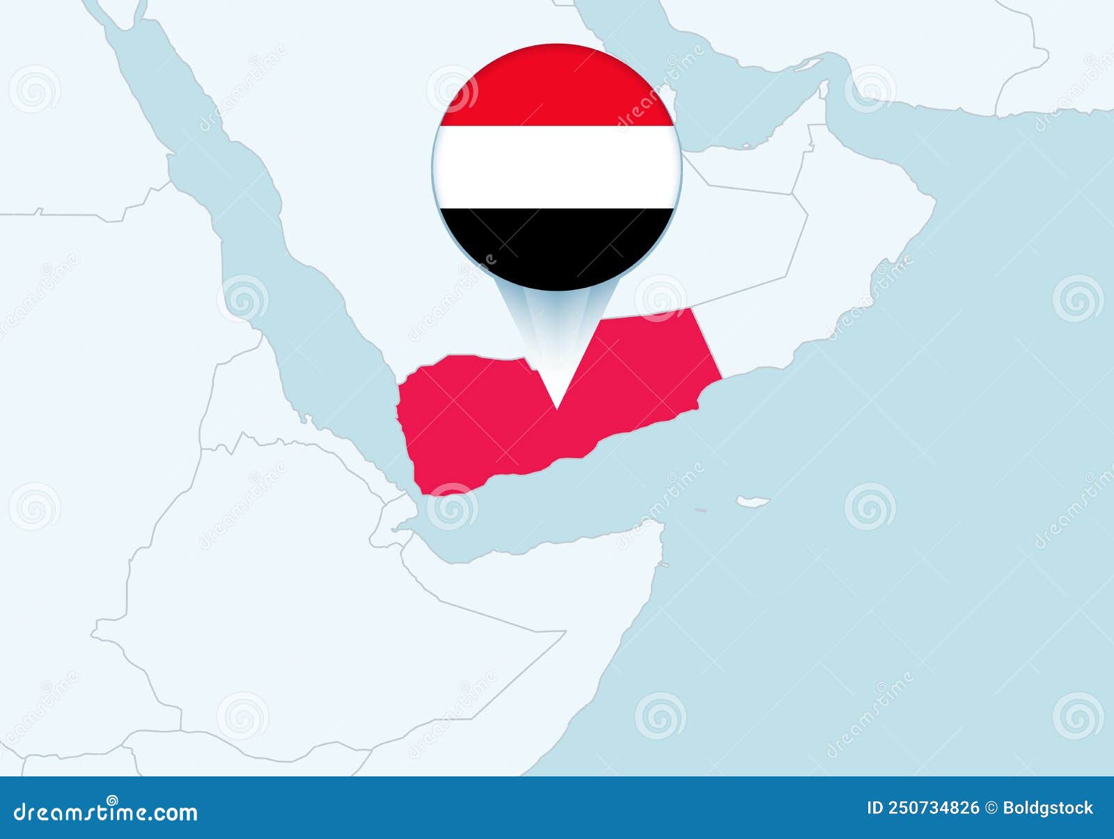 Asia with Selected Yemen Map and Yemen Flag Icon Stock Vector ...