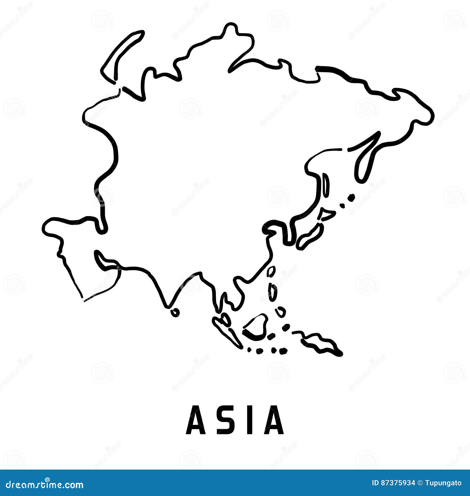 Asia simplificó el mapa ilustración del vector. Ilustración de concepto ...