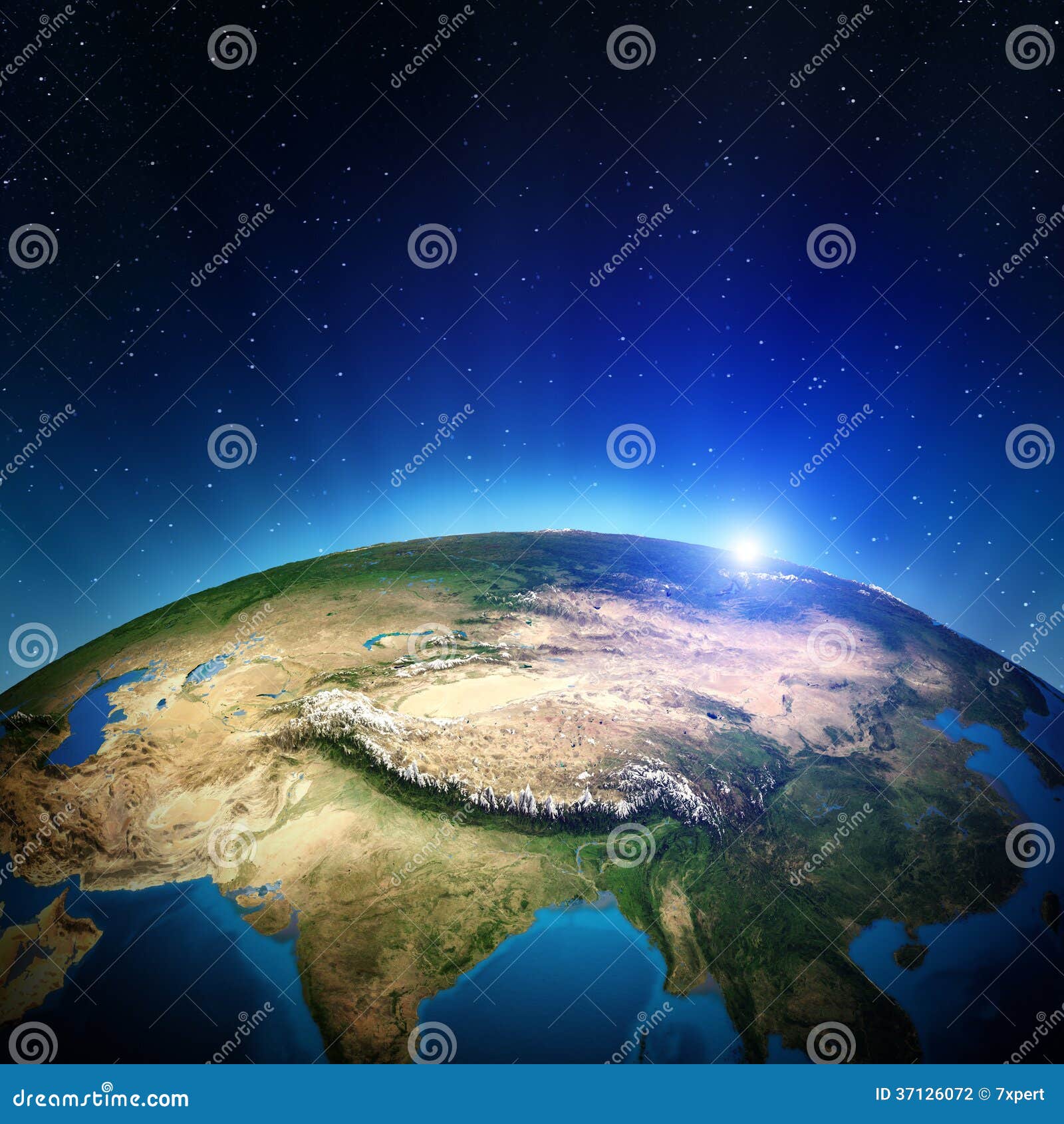 Asia from space stock illustration. Illustration of sunshine - 37126072
