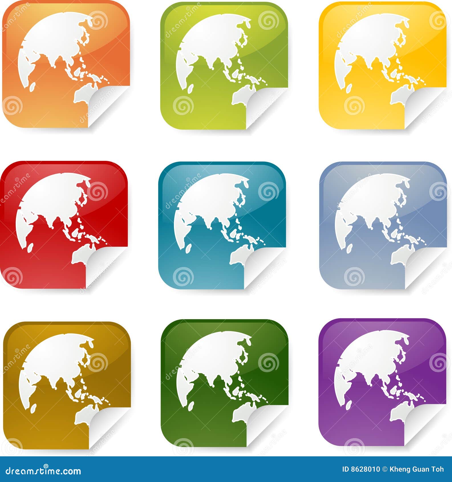 Asia square sticker stock illustration. Illustration of clipart - 8628010