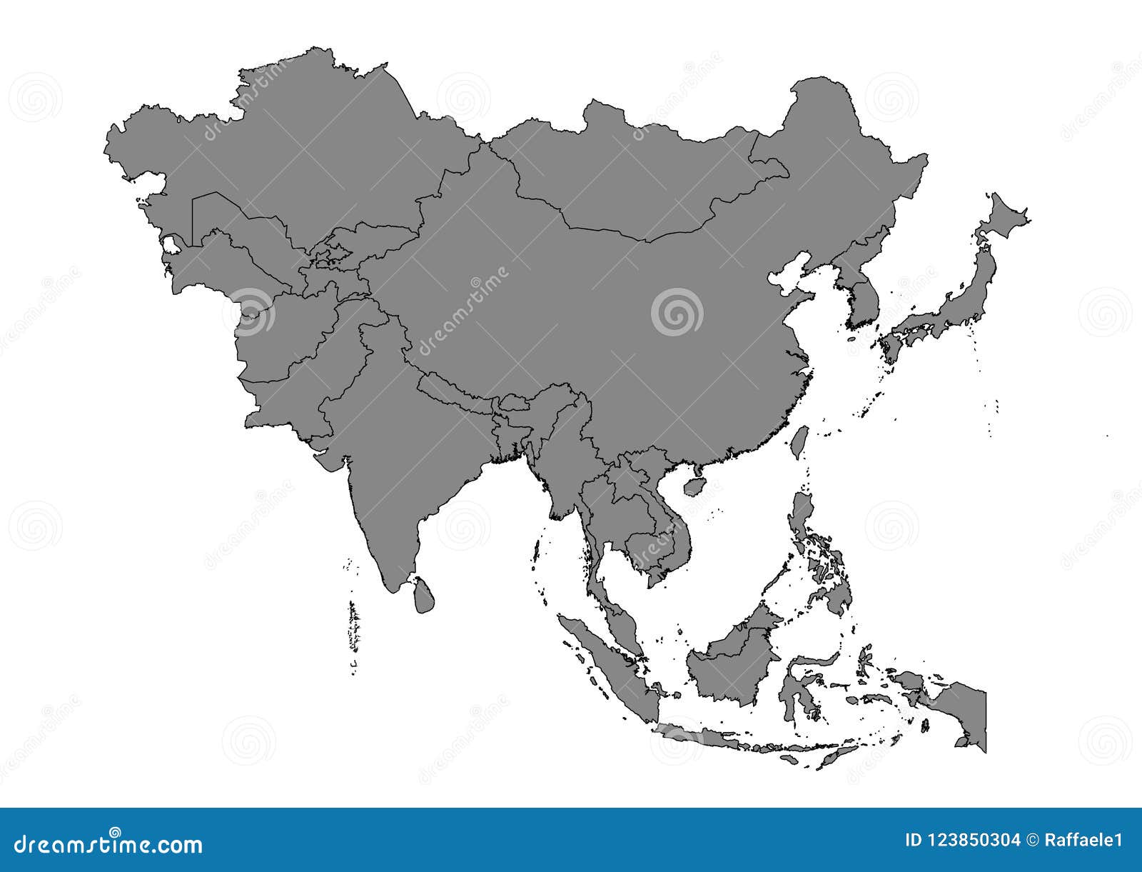 Asia State Map Vector Silhouette Stock Vector - Illustration of ...