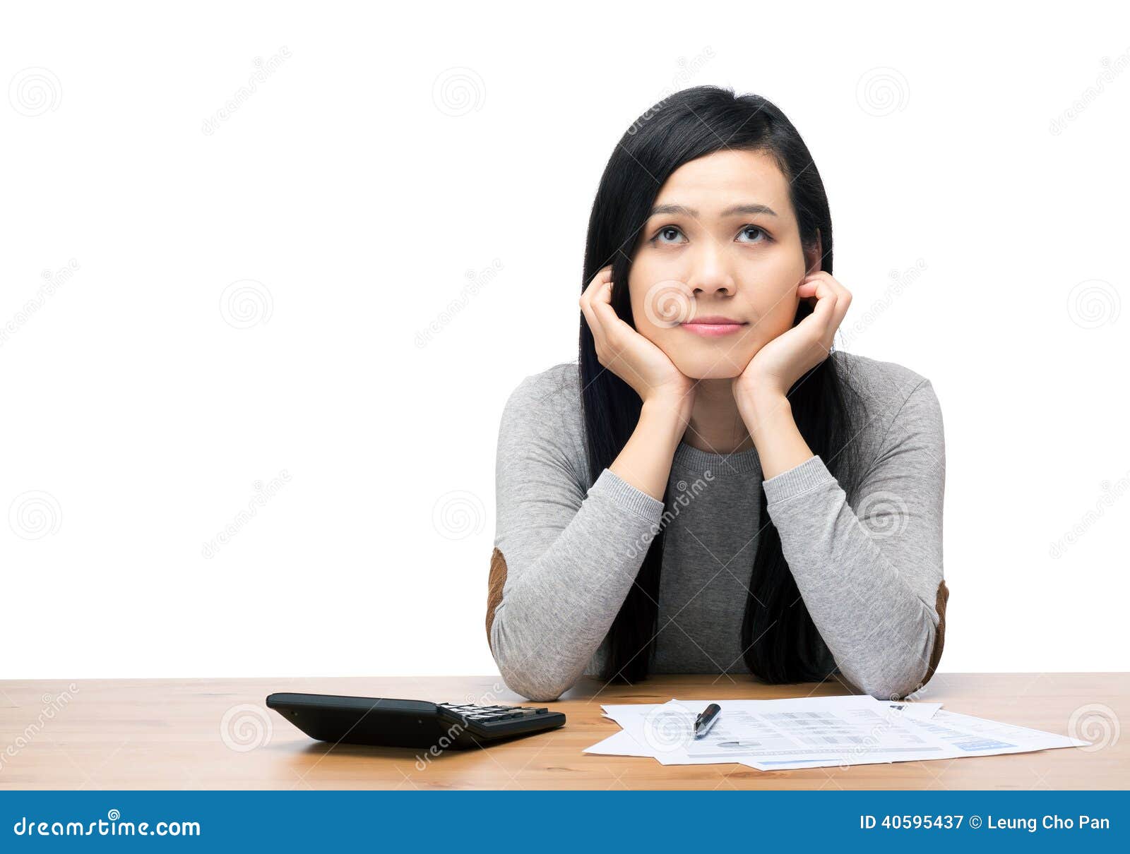 Asia Woman Worry about Expenditure Stock Image - Image of payment ...