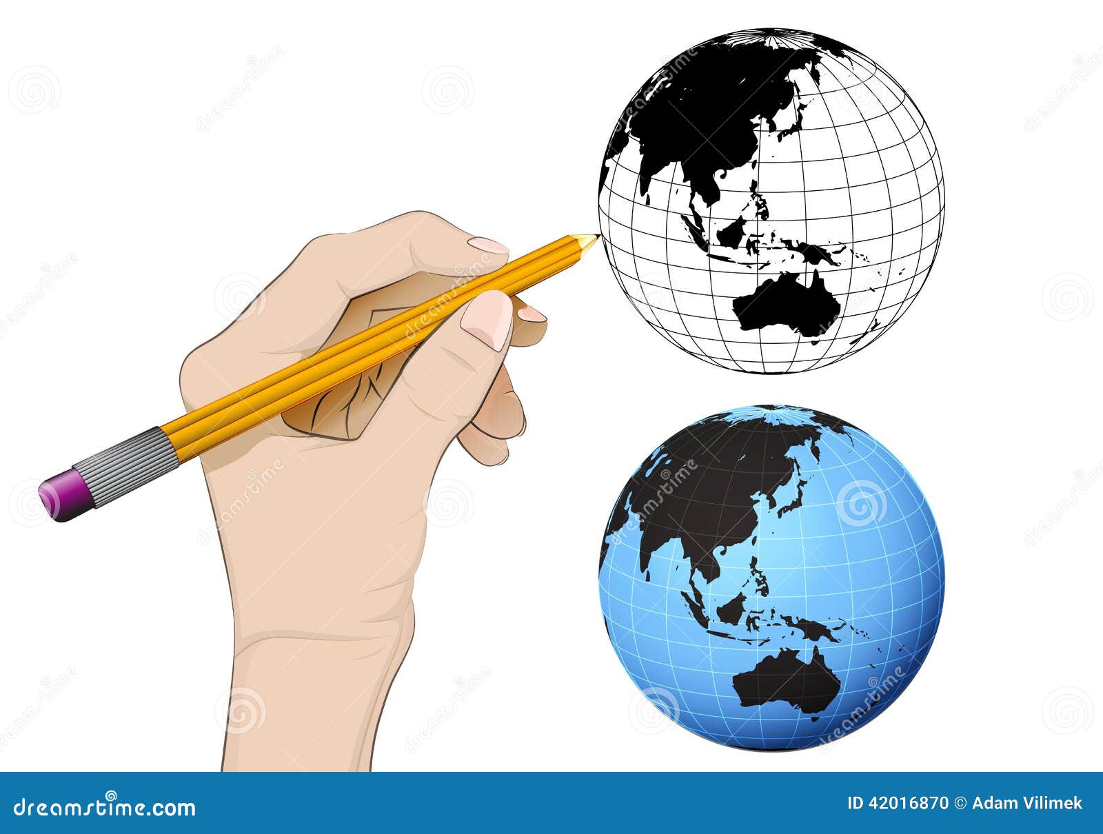 Asia World Globe As Isolated Human Hand Drawing Vector Stock Vector ...