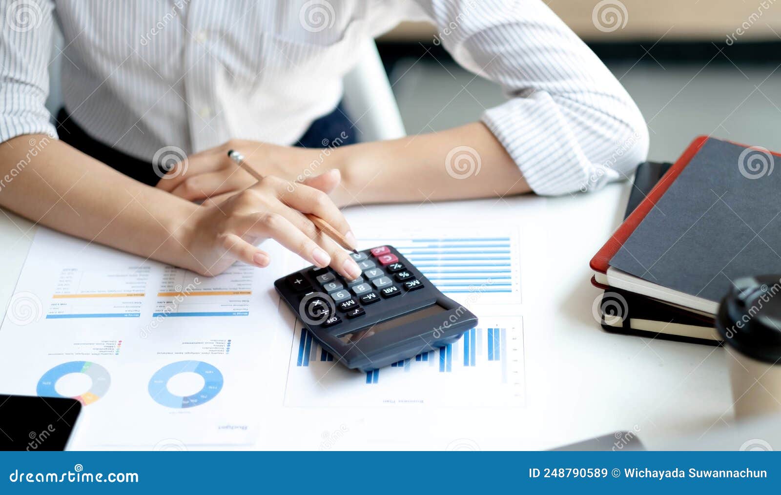 Asian Accountant Working and Analyzing Financial Reports Project ...