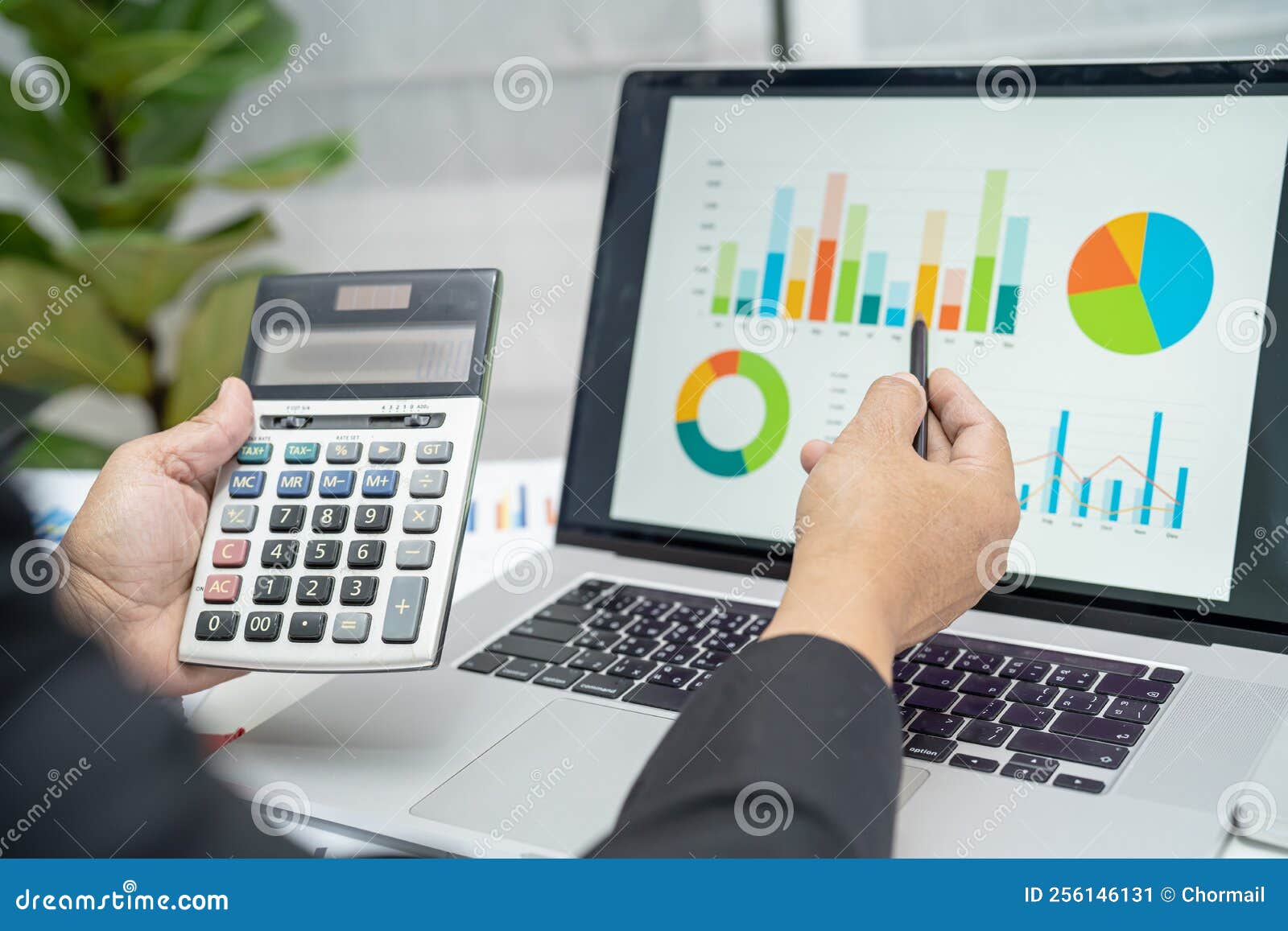 Asian Accountant Working and Analyzing Financial Reports Project ...