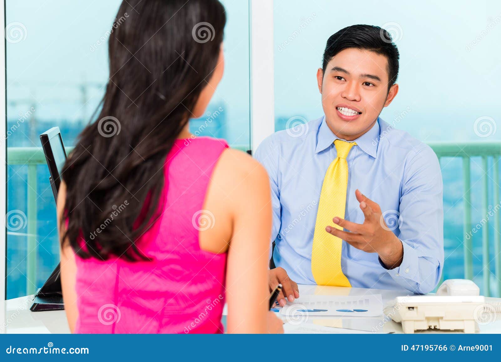 Asian Advisor with Client on Financial Investment Stock Photo - Image ...