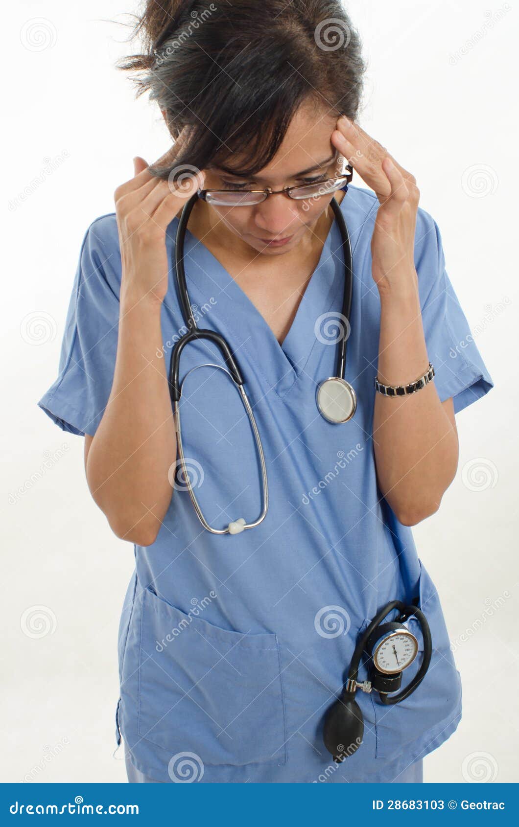 Asian American Healthcare Worker Stock Image - Image of glasses, scrubs ...