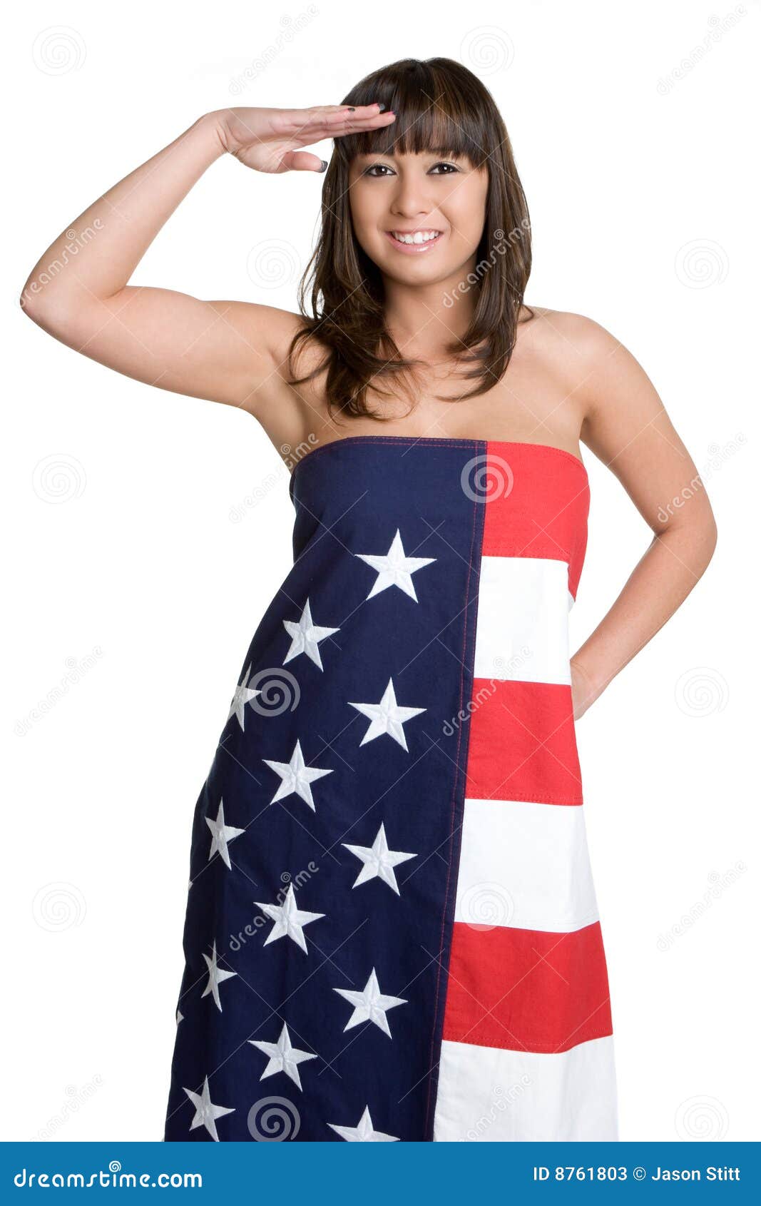 Asian American Saluting stock image. Image of flag, smile - 8761803