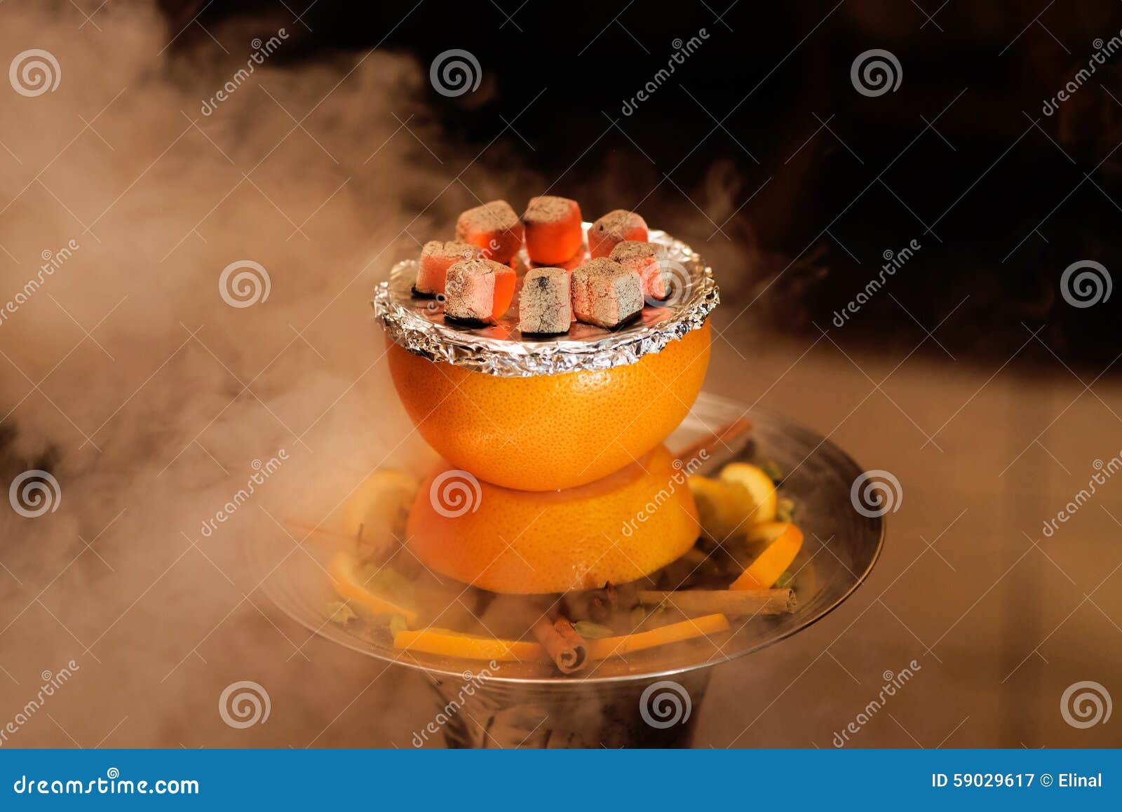 Asian, Arabia Hookah with Charcoal. Stock Image - Image of leisure ...