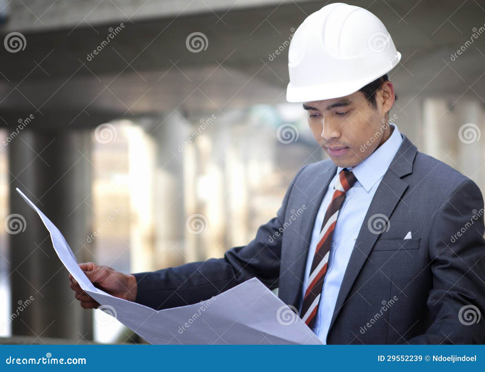 Asian Architect on Highway Construction Site Stock Image - Image of ...