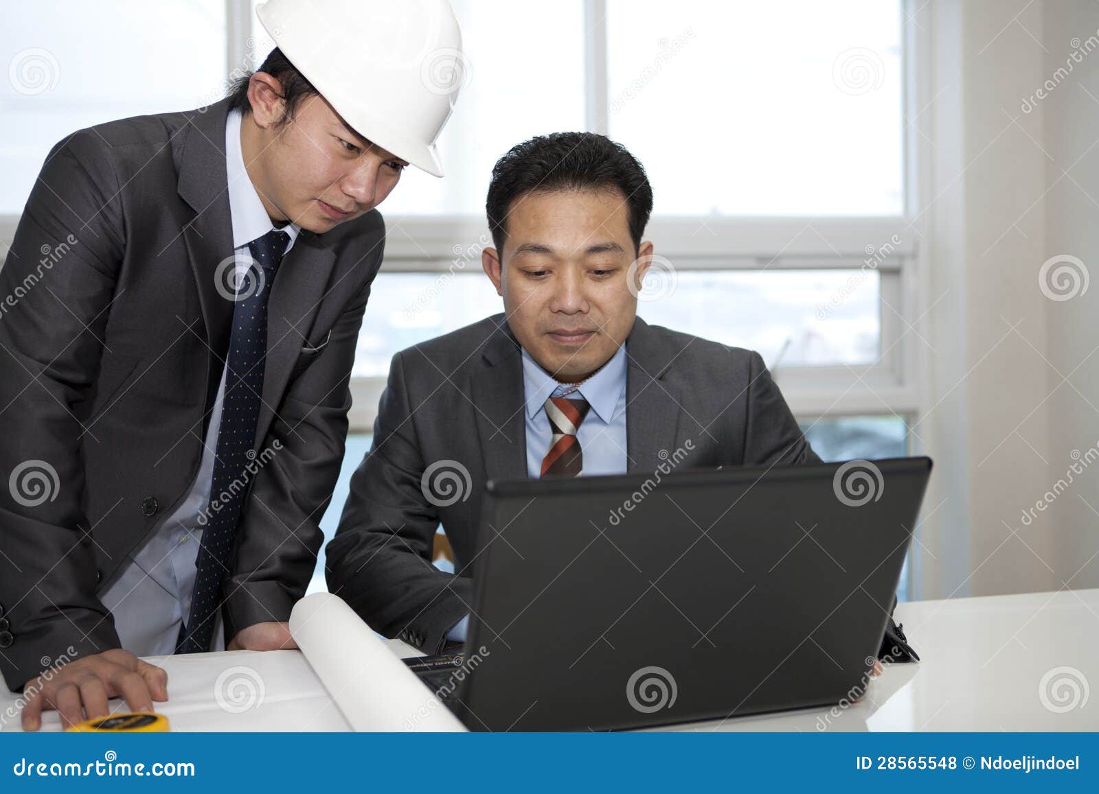Asian Architects Working on Planning Stock Photo - Image of building ...