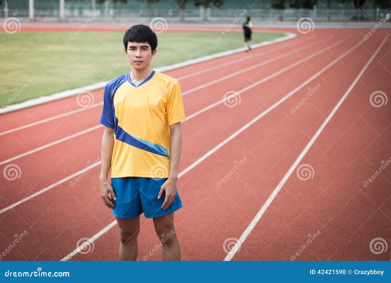 Asian athlete on the track stock photo. Image of jogger - 42421590