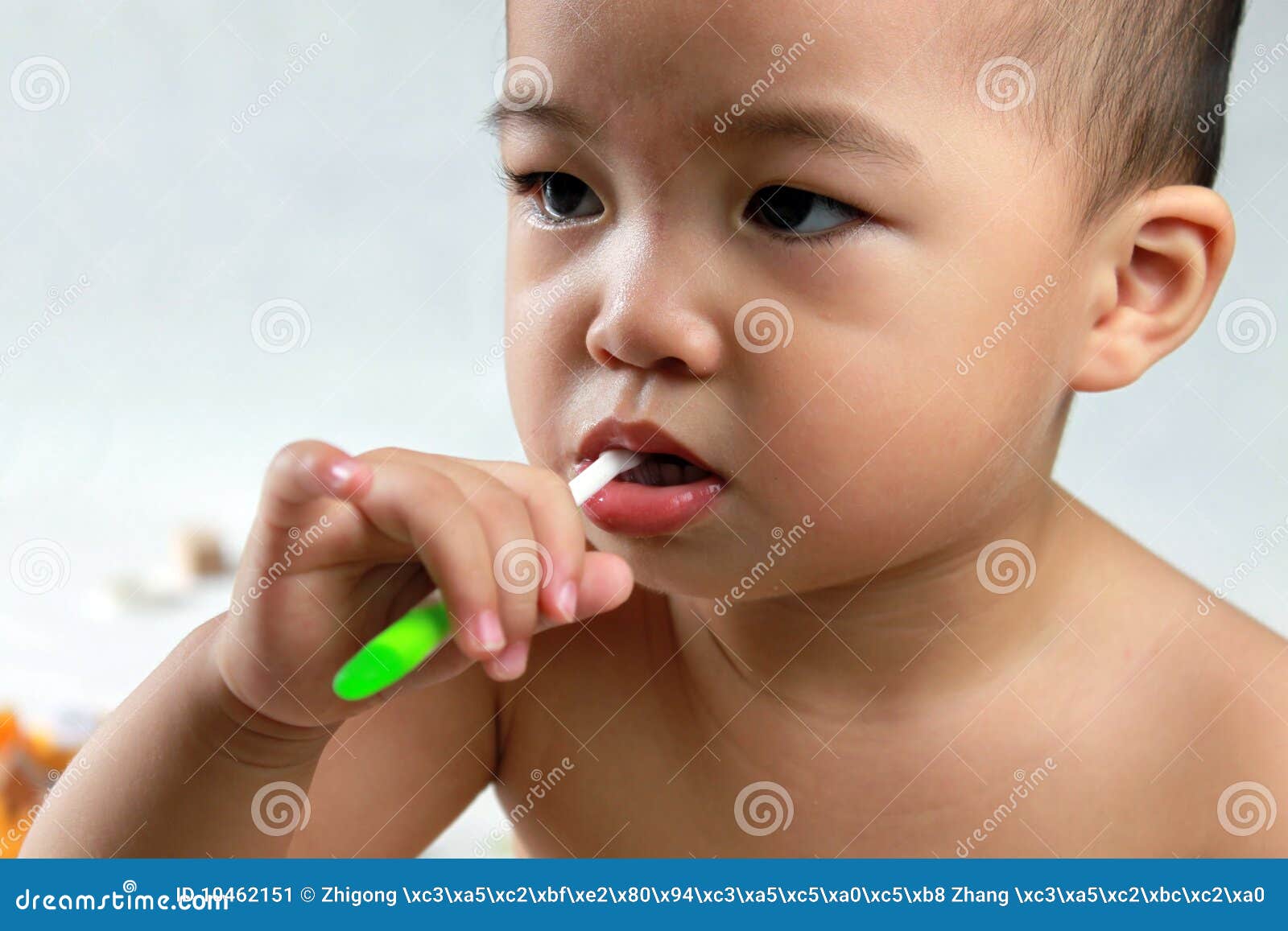 Asian Baby Brushing Teeth Closeup Stock Image - Image of healthy, baby ...