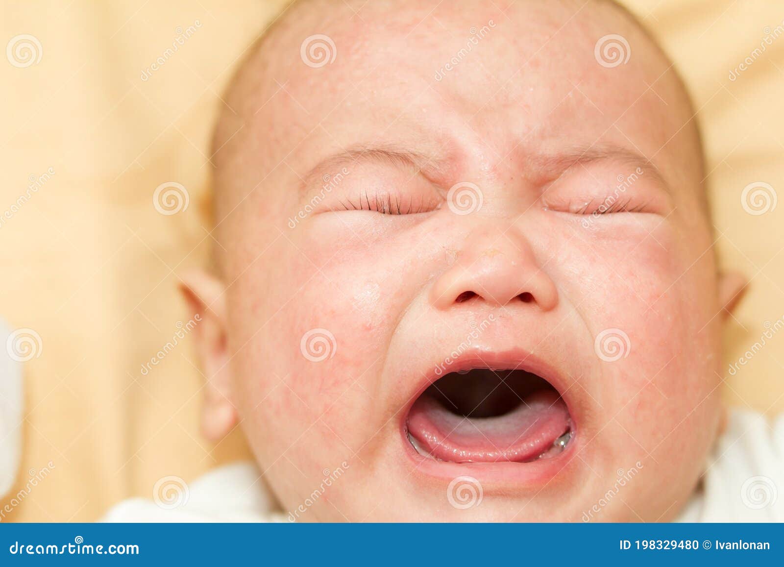 Baby Crying Loud Close Up stock photo. Image of ethnicity - 198329480