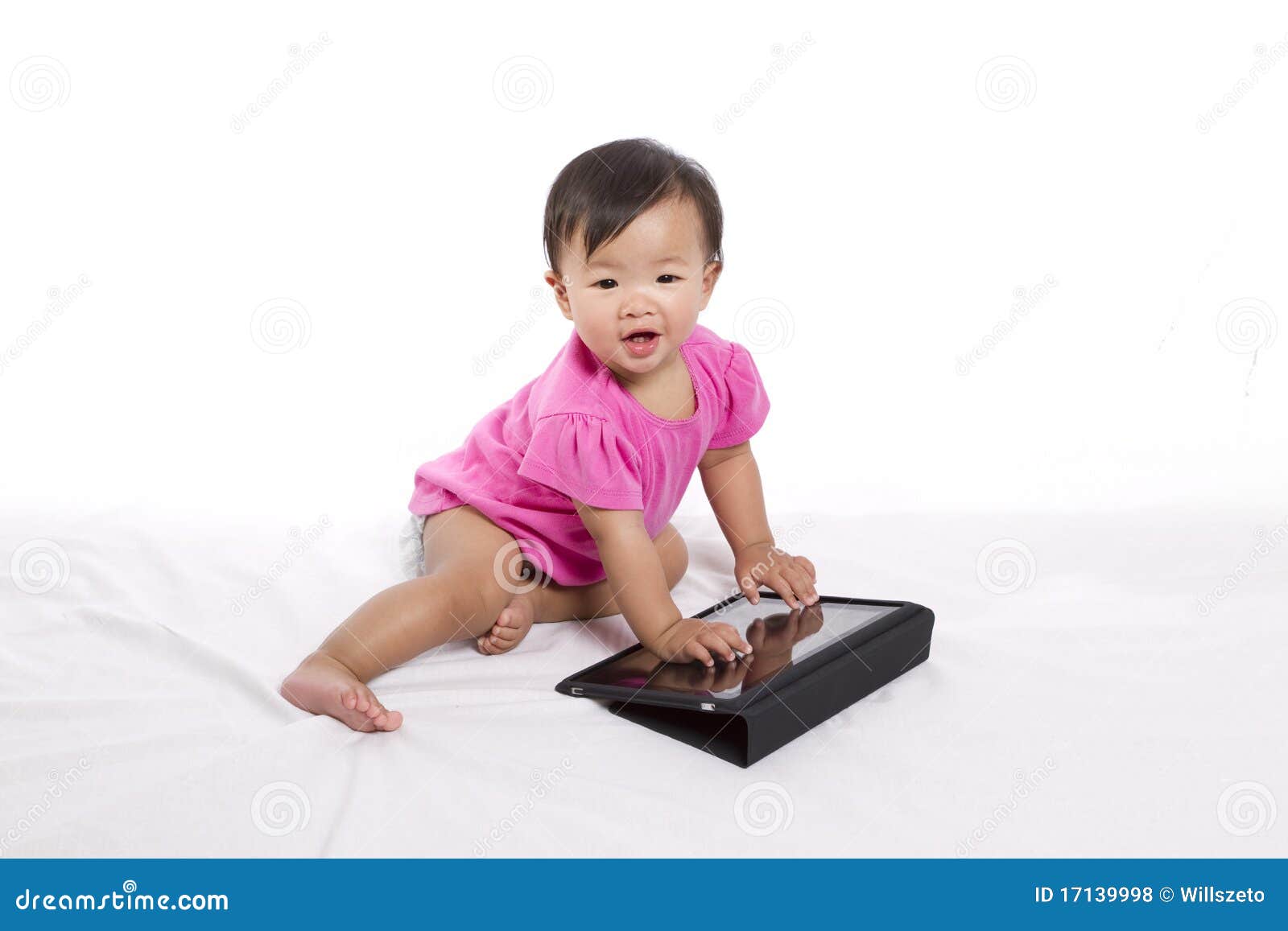Asian baby with ipad stock photo. Image of happy, tablet - 17139998