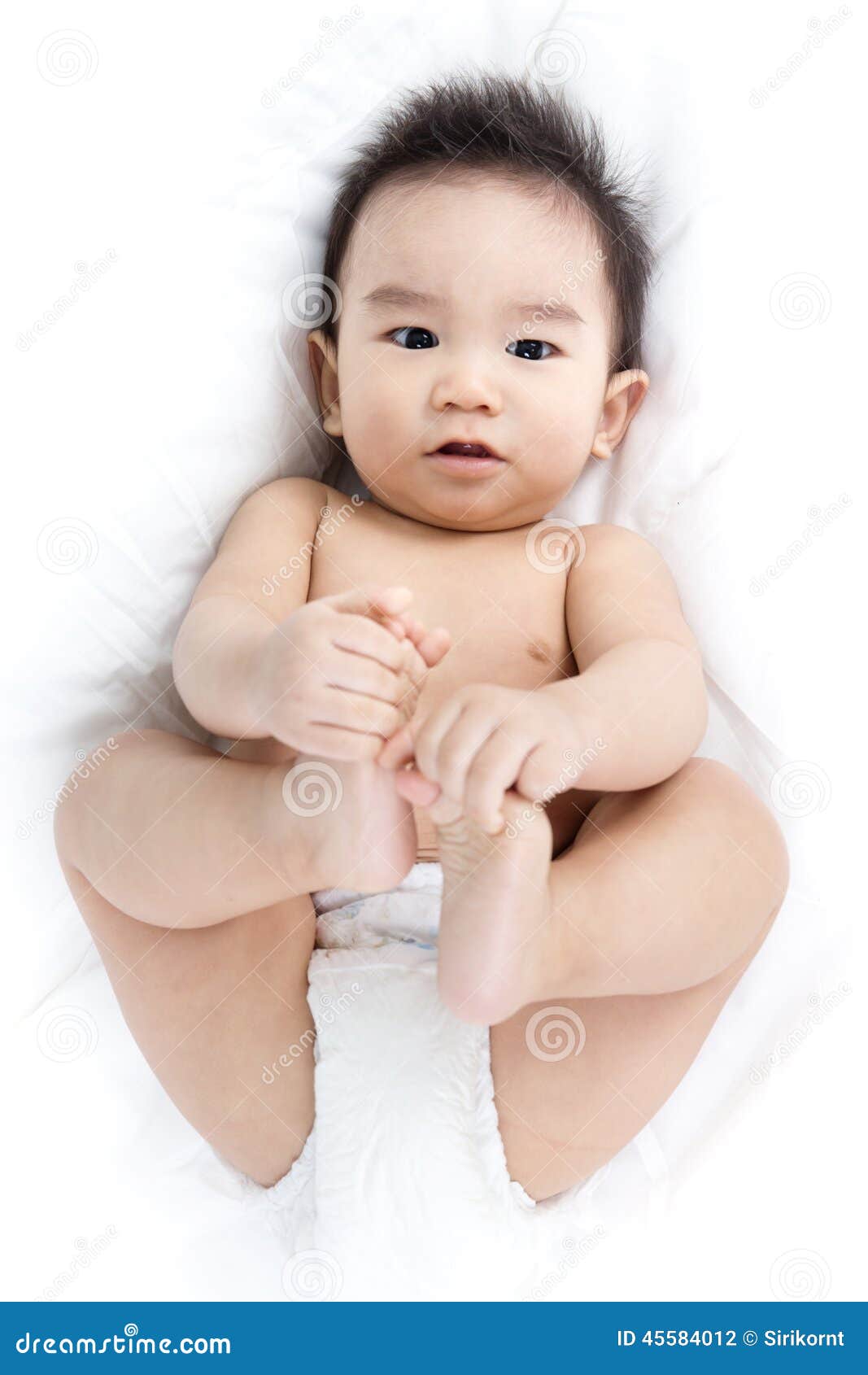 Asian baby playing in crib stock photo. Image of baby - 45584012